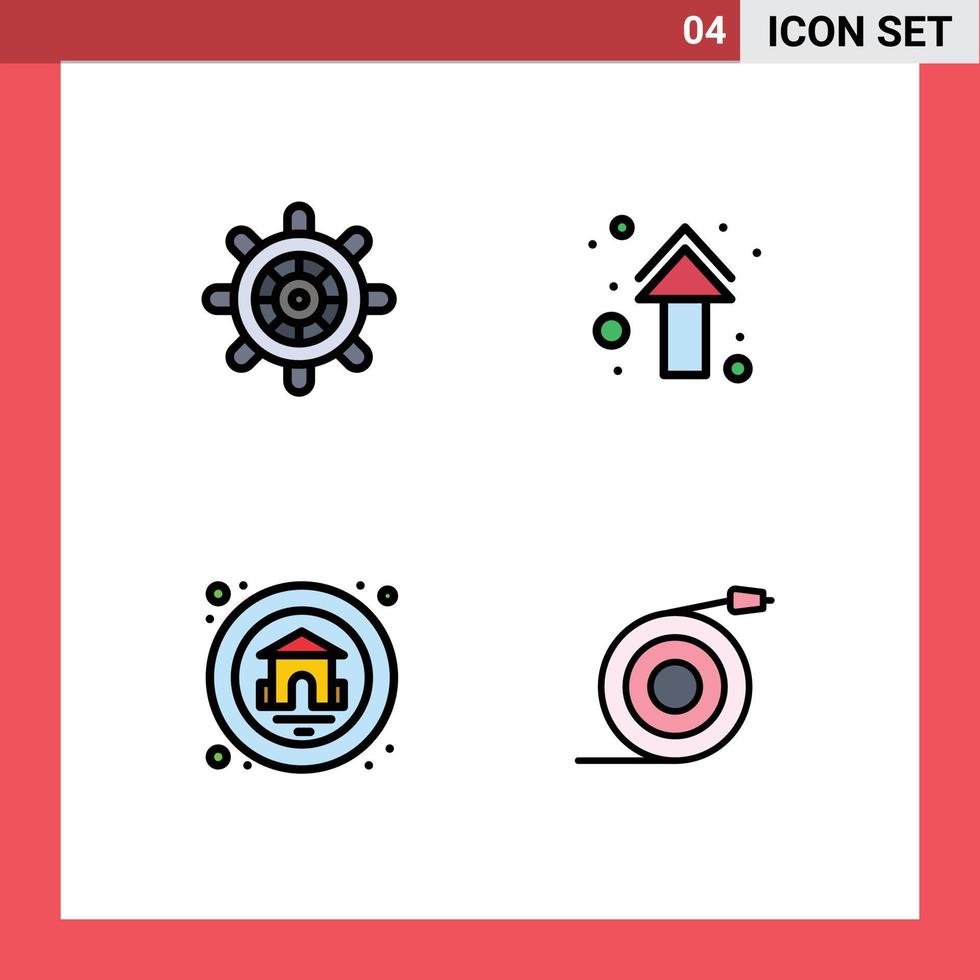 4 Universal Filledline Flat Colors Set For Web And Mobile Applications Boat House Arrow