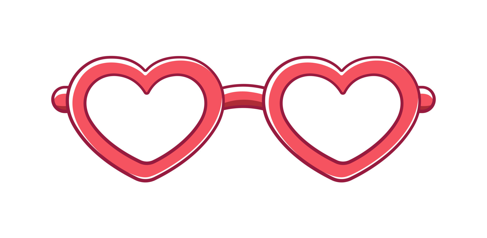 Red Heart Shaped Eyeglasses Frame Clipart Funky Party Glasses Eyewear Cartoon Vector