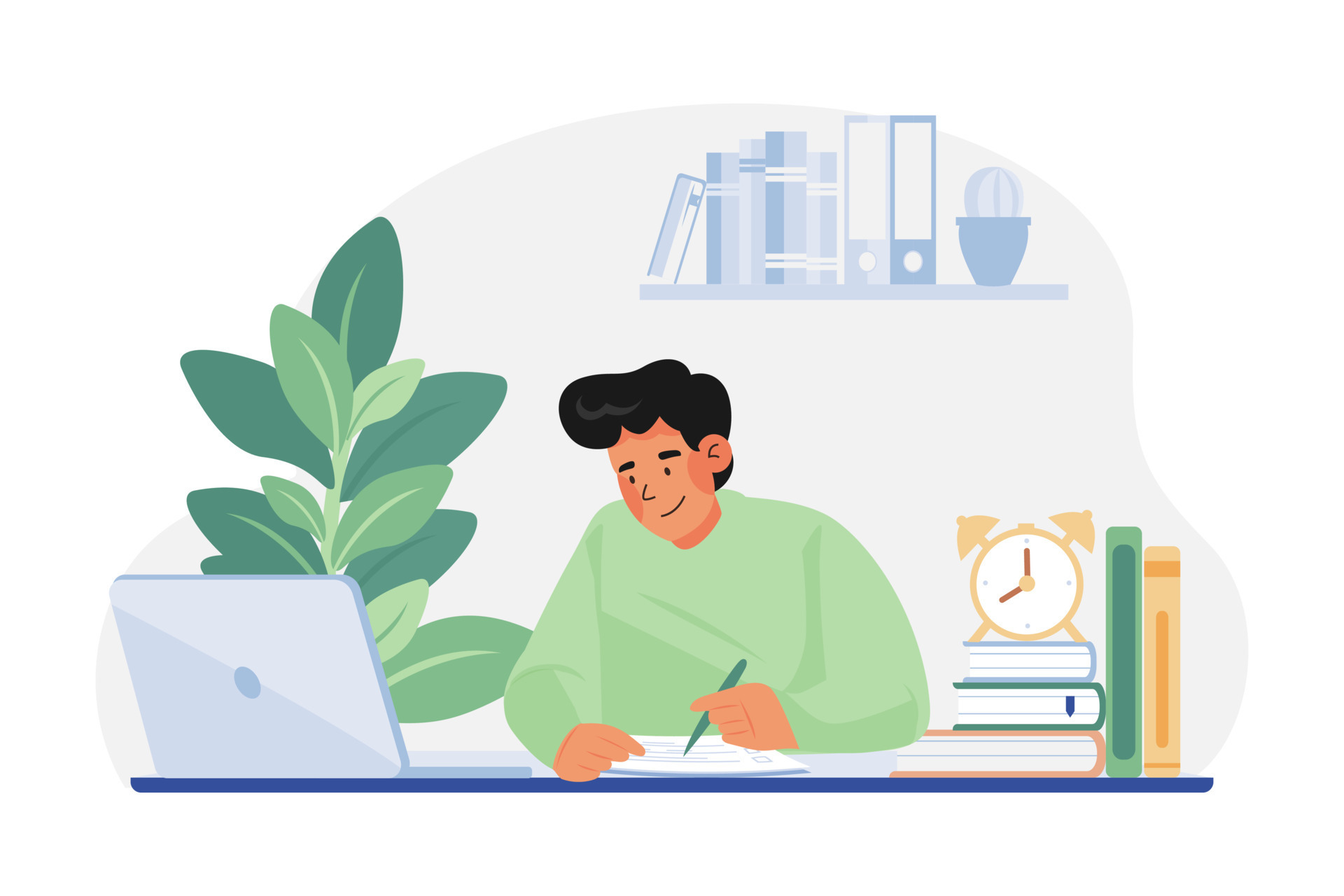 Boy Doing Exam Preparation Illustration concept on white background ... Boy Doing Exam Preparation Illustration concept on white background ...