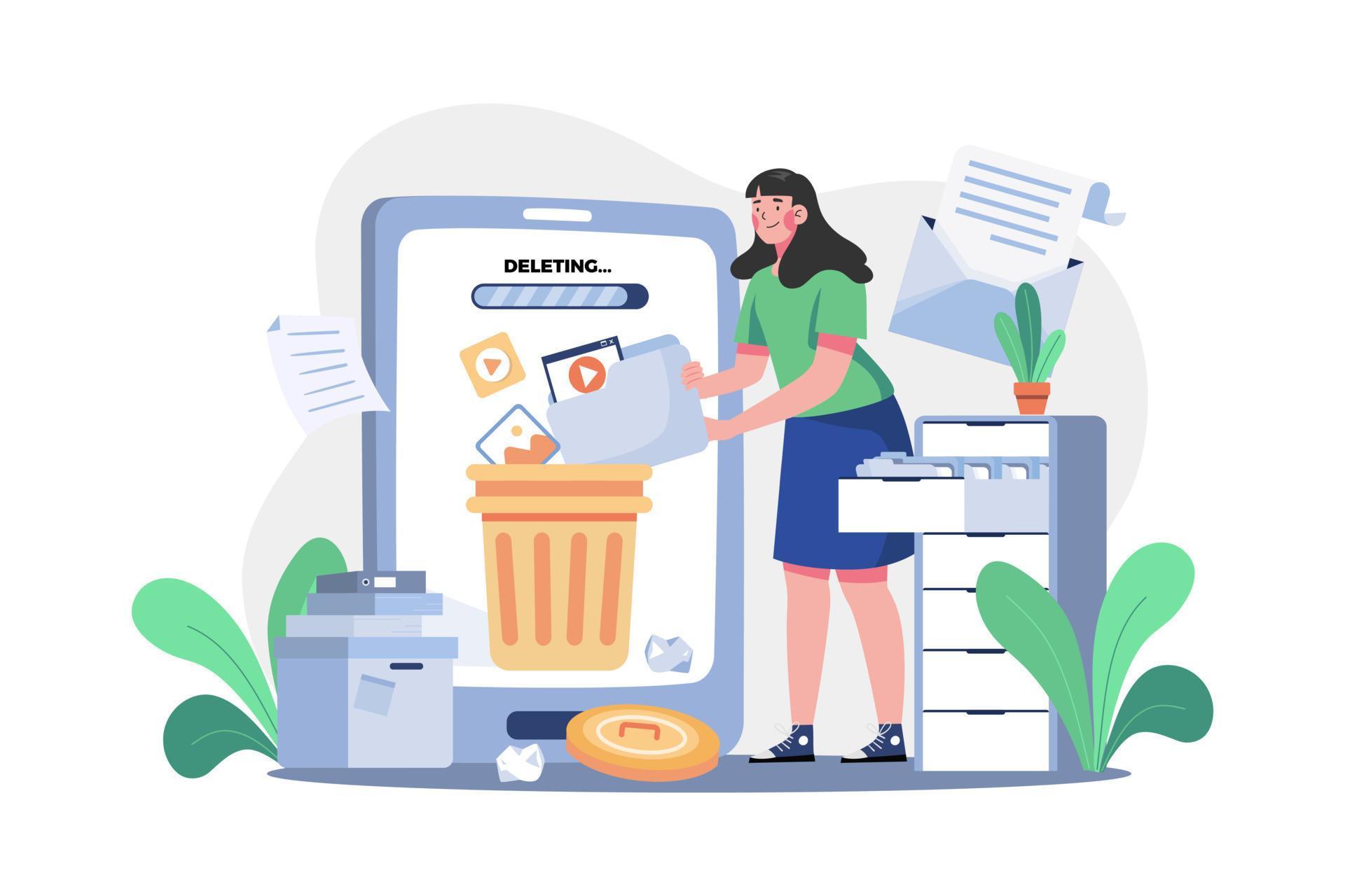 Permanent Delete Data Illustration concept on white background 16462275 ...