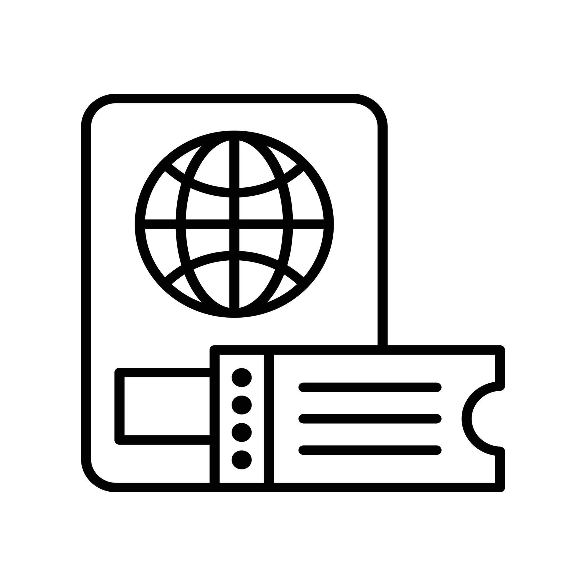 Passport Ticket Vector Outline Icon With Background Style Illustraion
