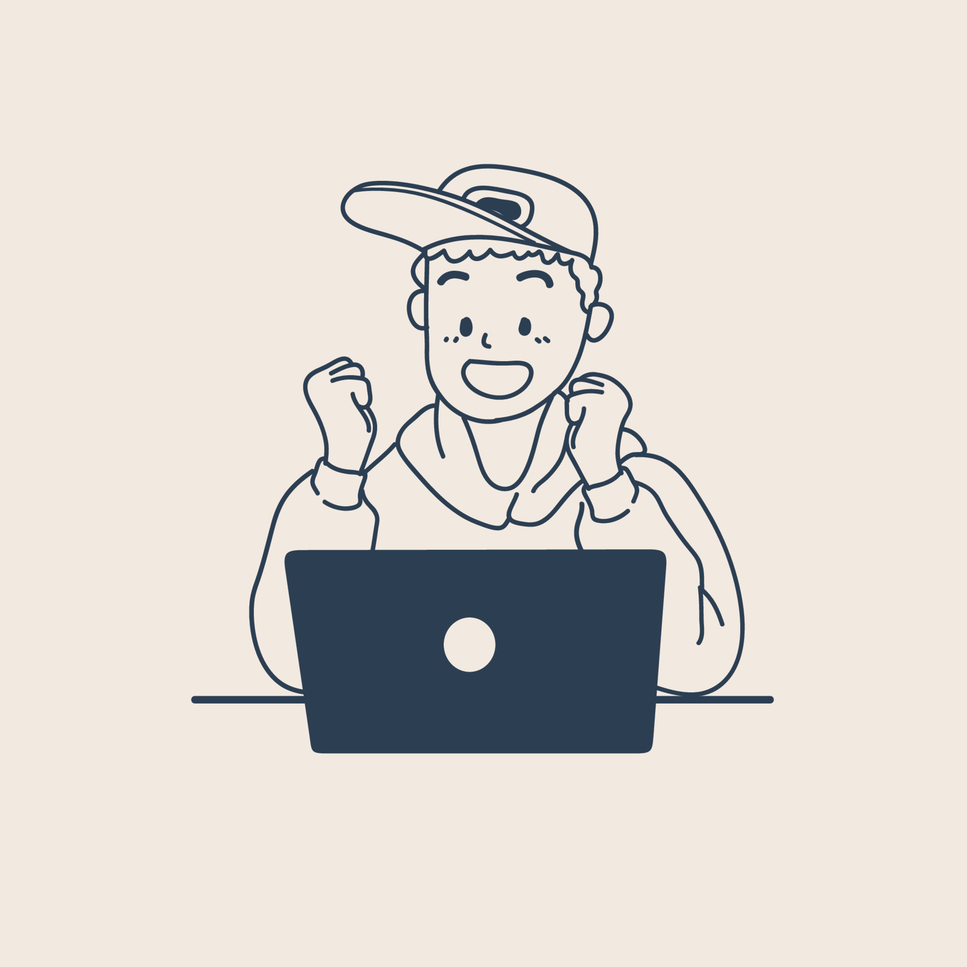 Simple animation of a young man wearing a hat and hoodie doing ...