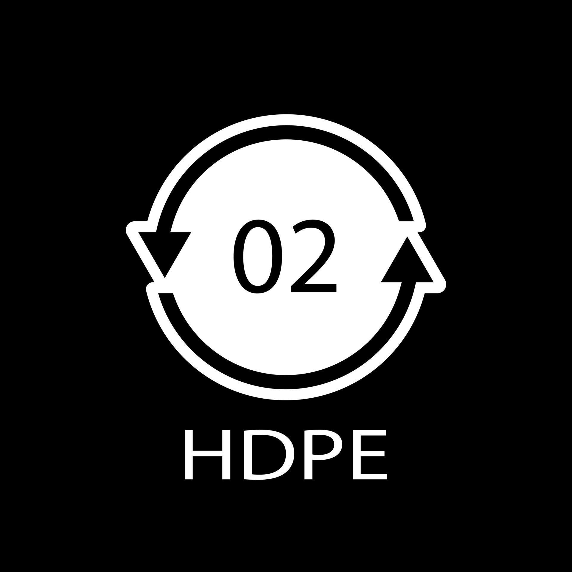 HDPE 02 recycling code symbol. Plastic recycling vector polyethylene ... HDPE 02 recycling code symbol. Plastic recycling vector polyethylene ...