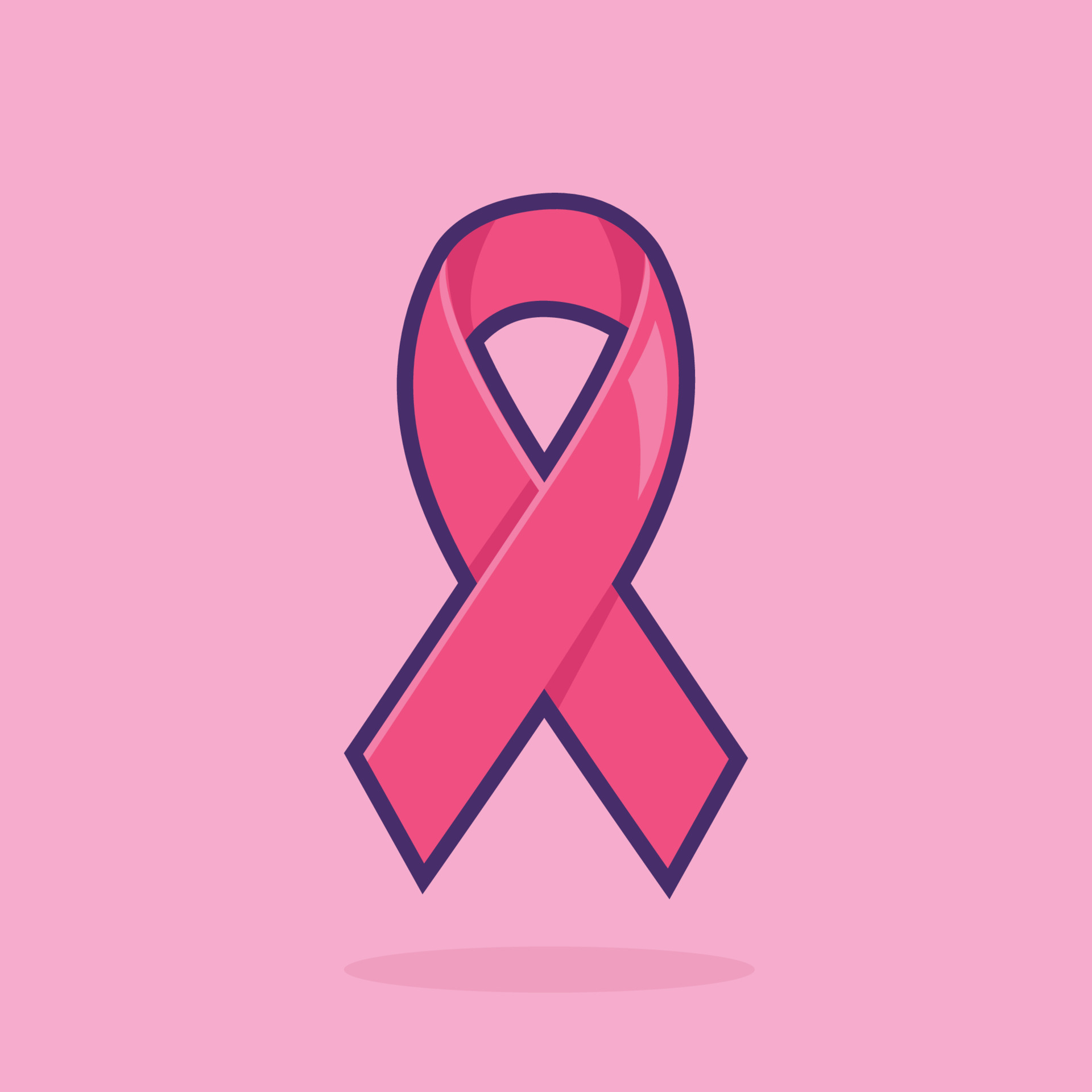 Cute Pink Ribbon Vector Illustration Realistic Design For Breast Cancer
