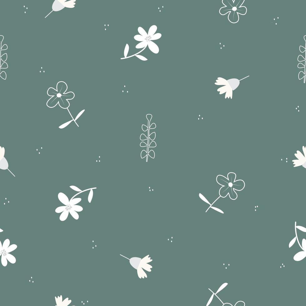 Seamless cute elegant flowers pattern on blue background 16468692 ...