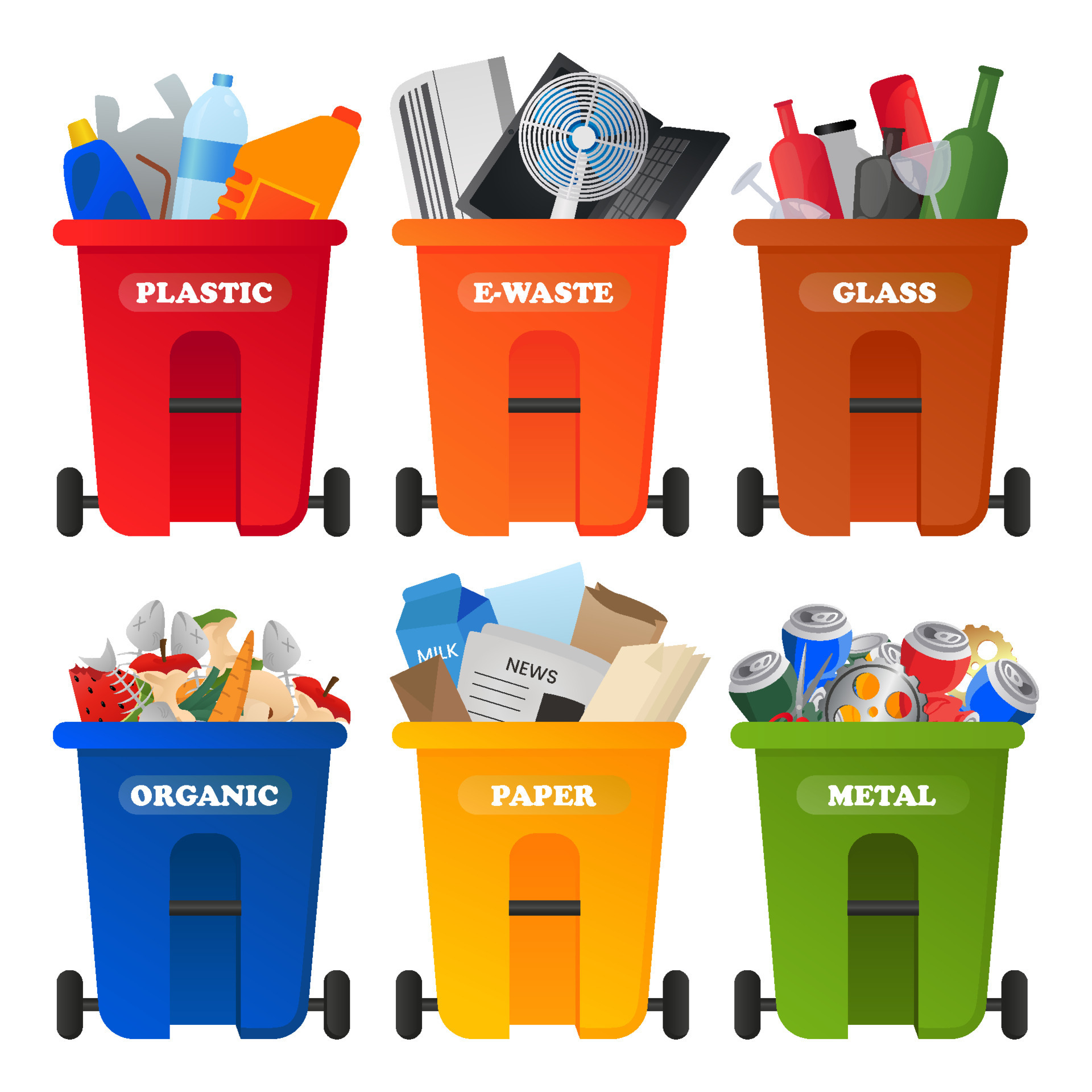 Set Of Different Trash Bin Vector 16469460 Vector Art At Vecteezy