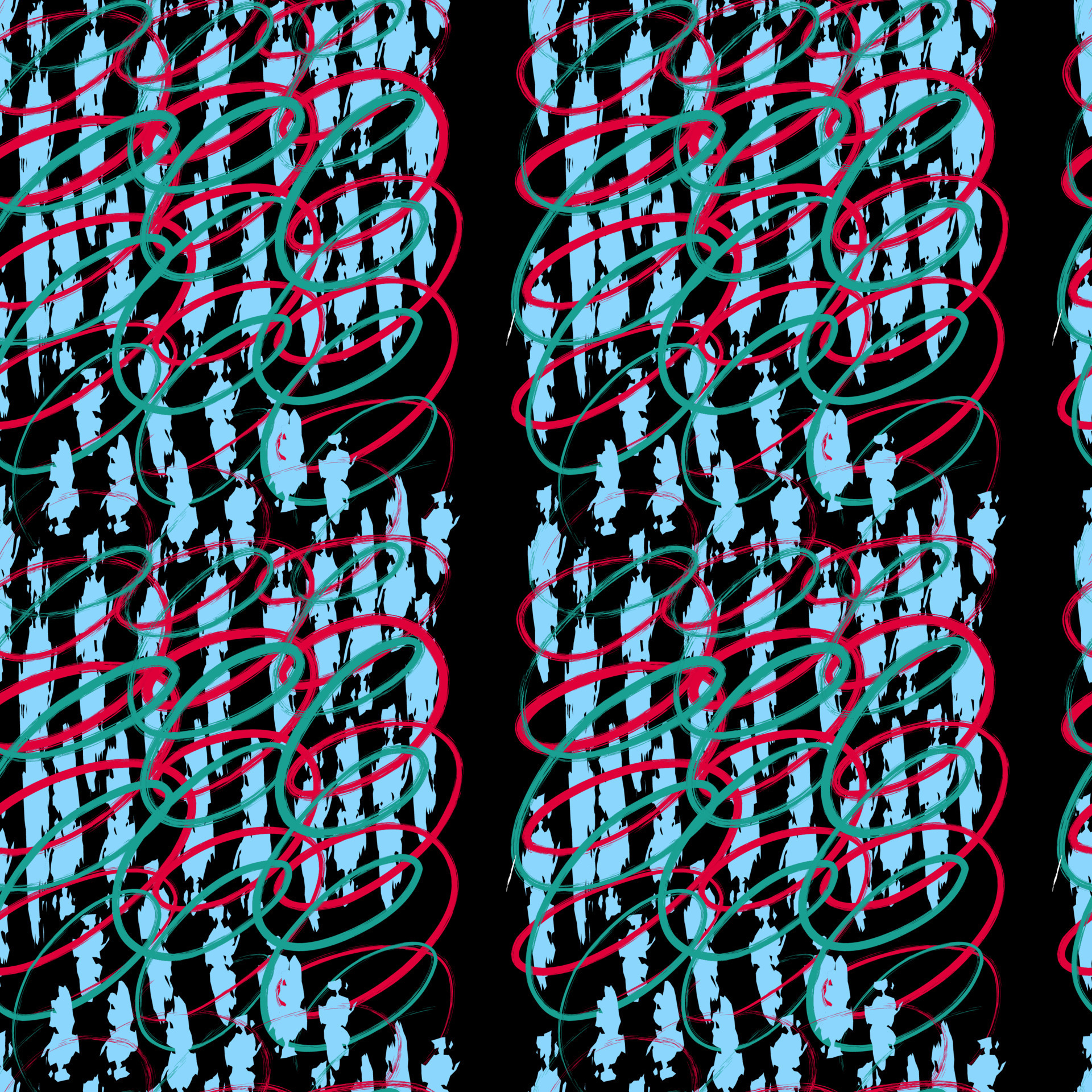 Abstract Seamless Doodle And Line Pattern Ragged Magenta Lines On A Black Background Fashion