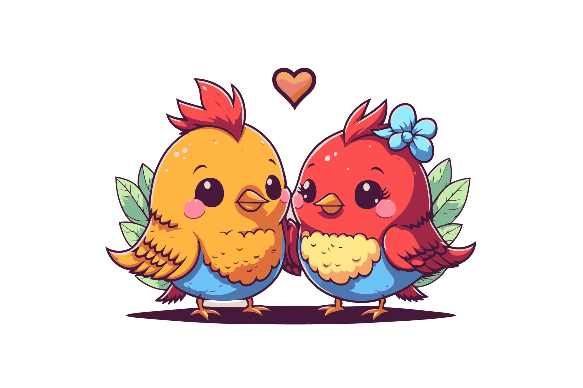 Cartoon Love Birds In A Tree