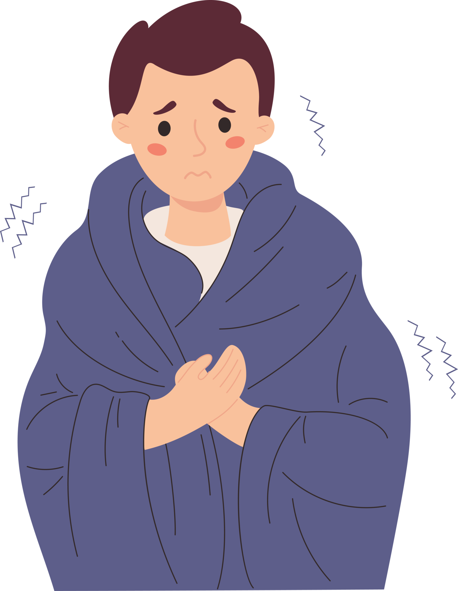 Unhappy Sick Man Wrapped In Blanket 16474860 Png