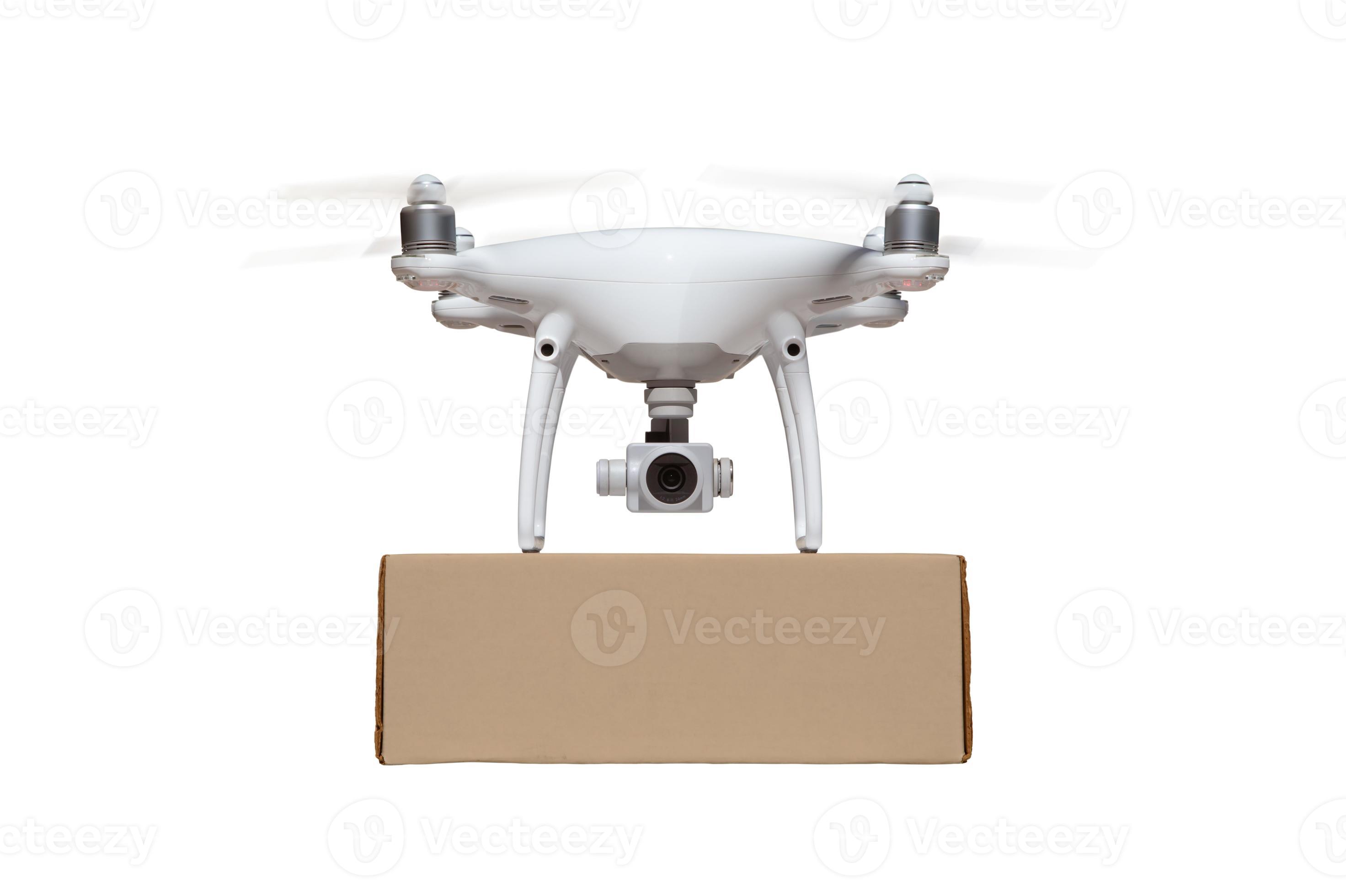 Front View of Unmanned Aircraft System UAS Quadcopter Drone Carrying ... Front View of Unmanned Aircraft System UAS Quadcopter Drone Carrying ...