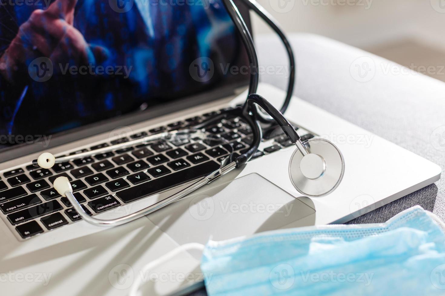 Computer or data analysis - Stethoscope over a laptop computer keyboard ... Computer or data analysis - Stethoscope over a laptop computer keyboard ...