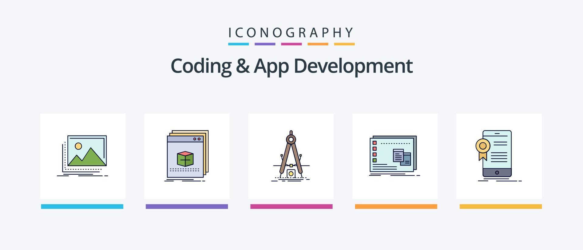 Coding And App Development Line Filled 5 Icon Pack Including app ... Coding And App Development Line Filled 5 Icon Pack Including app ...
