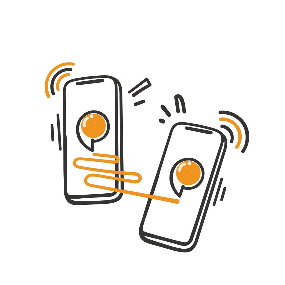 hand drawn doodle mobile phone with gps location pin illustration vector 16512728 Vector Art at ...
