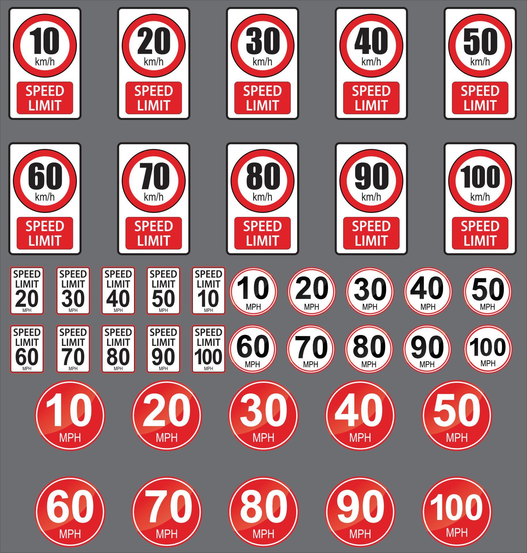 speed limit sign on gray background. speed limit road sign, in a ...