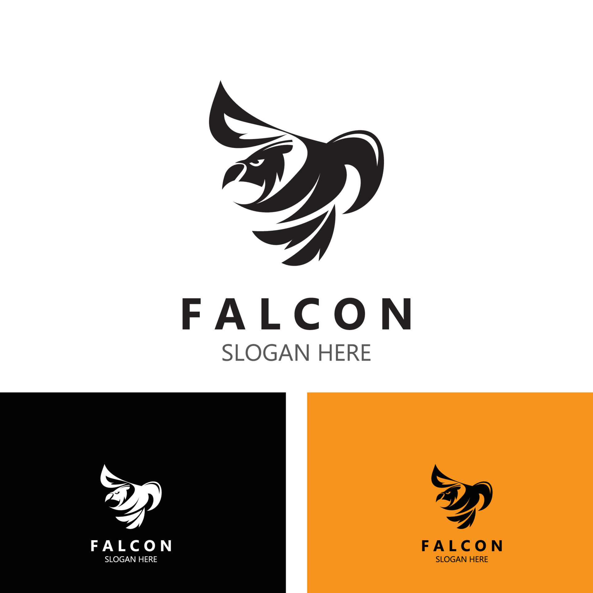 Falcon logo design image, silhouette eagle template illustration 16518349 Vector Art at Vecteezy