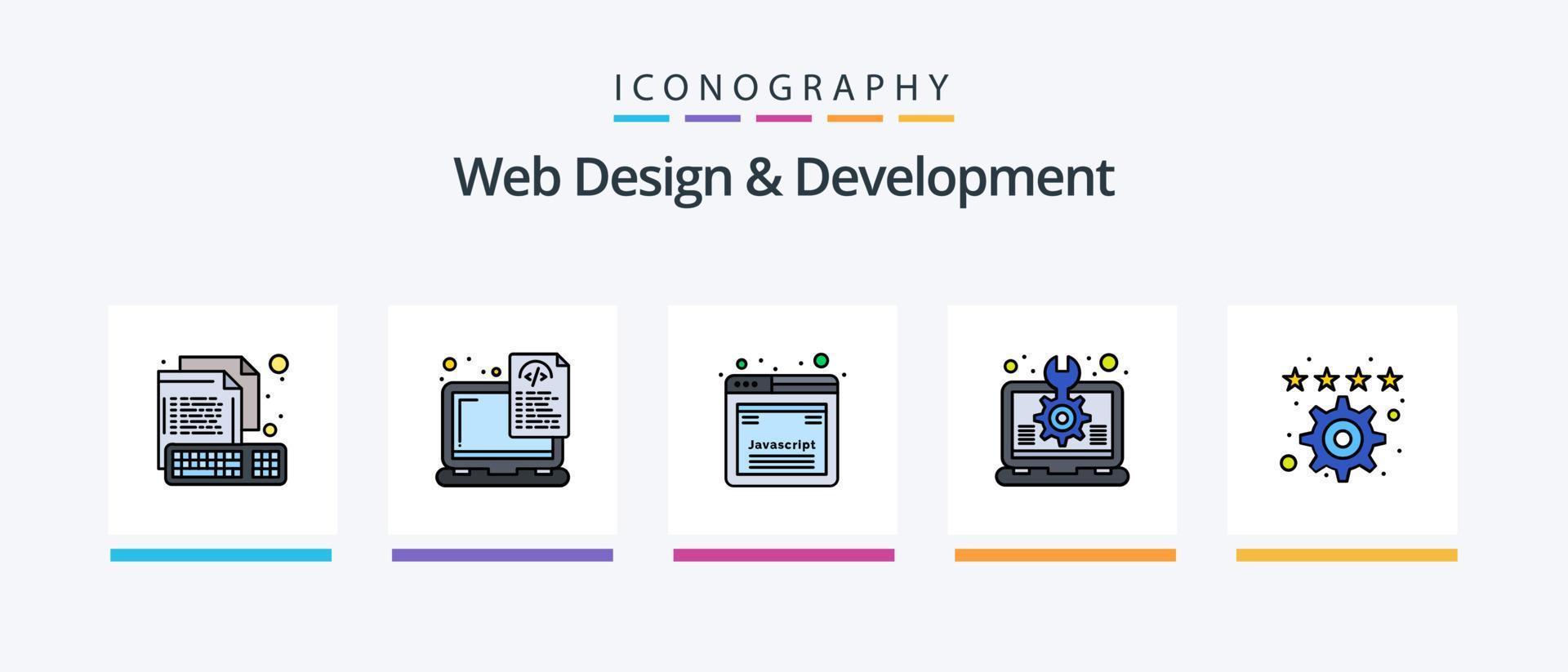 Web Design And Development Line Filled 5 Icon Pack Including web. design. you tuber. coding ...