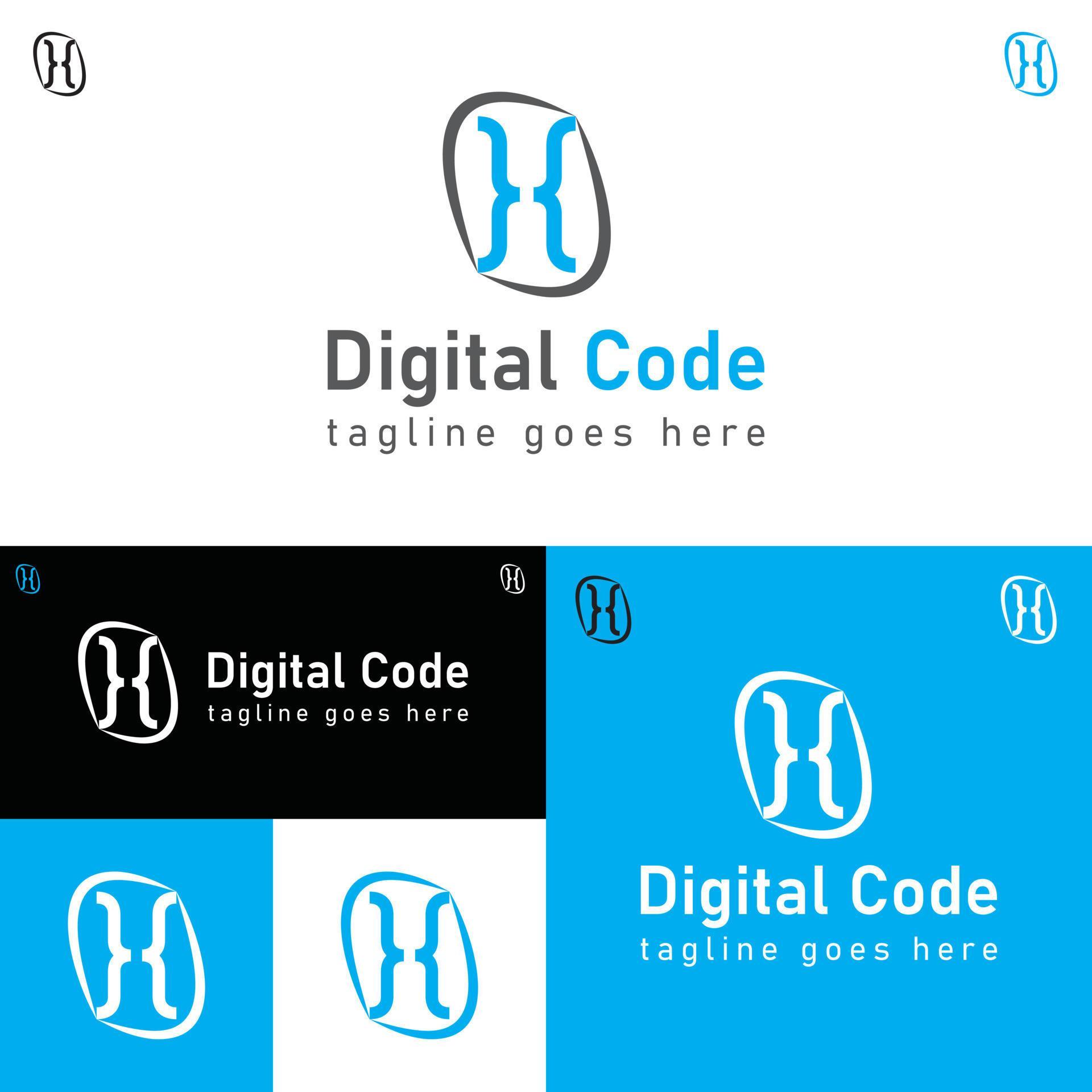 Coder Company Logo.Minimalistic Digital code logo. Programmer icon ...