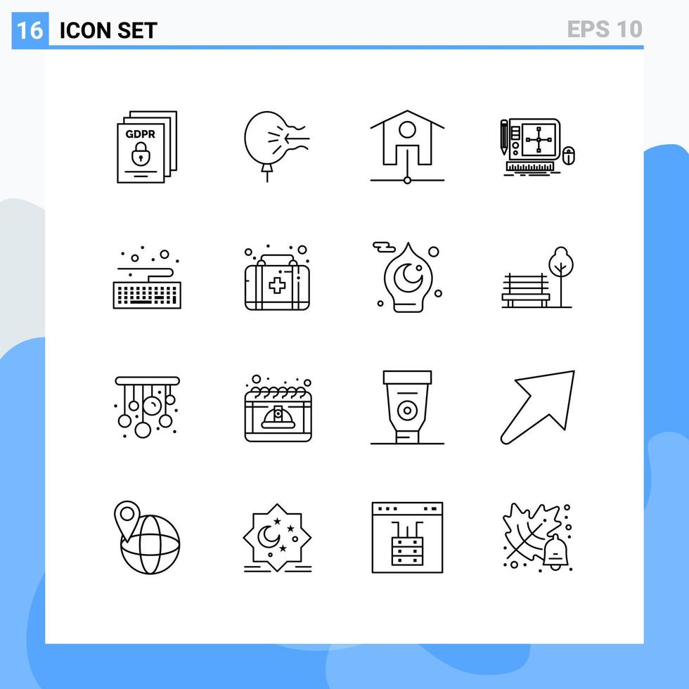 User Interface Pack Of 16 Basic Outlines Of Web Designing Tool Relief Graphic Wifi Editable