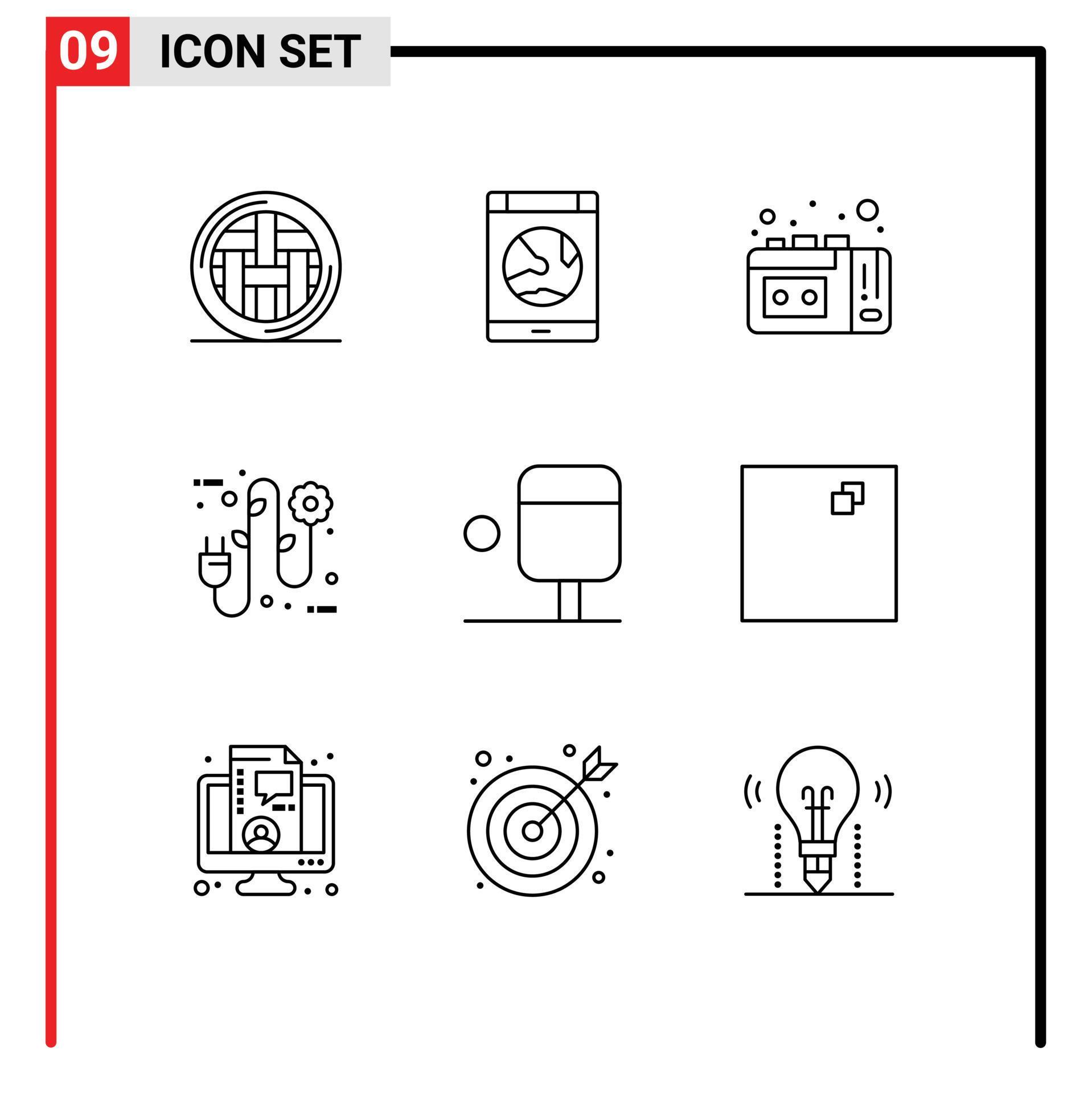 User Interface Pack Of 9 Basic Outlines Of Ping Pong Electrical Plug Online Ecology Vhs Tape