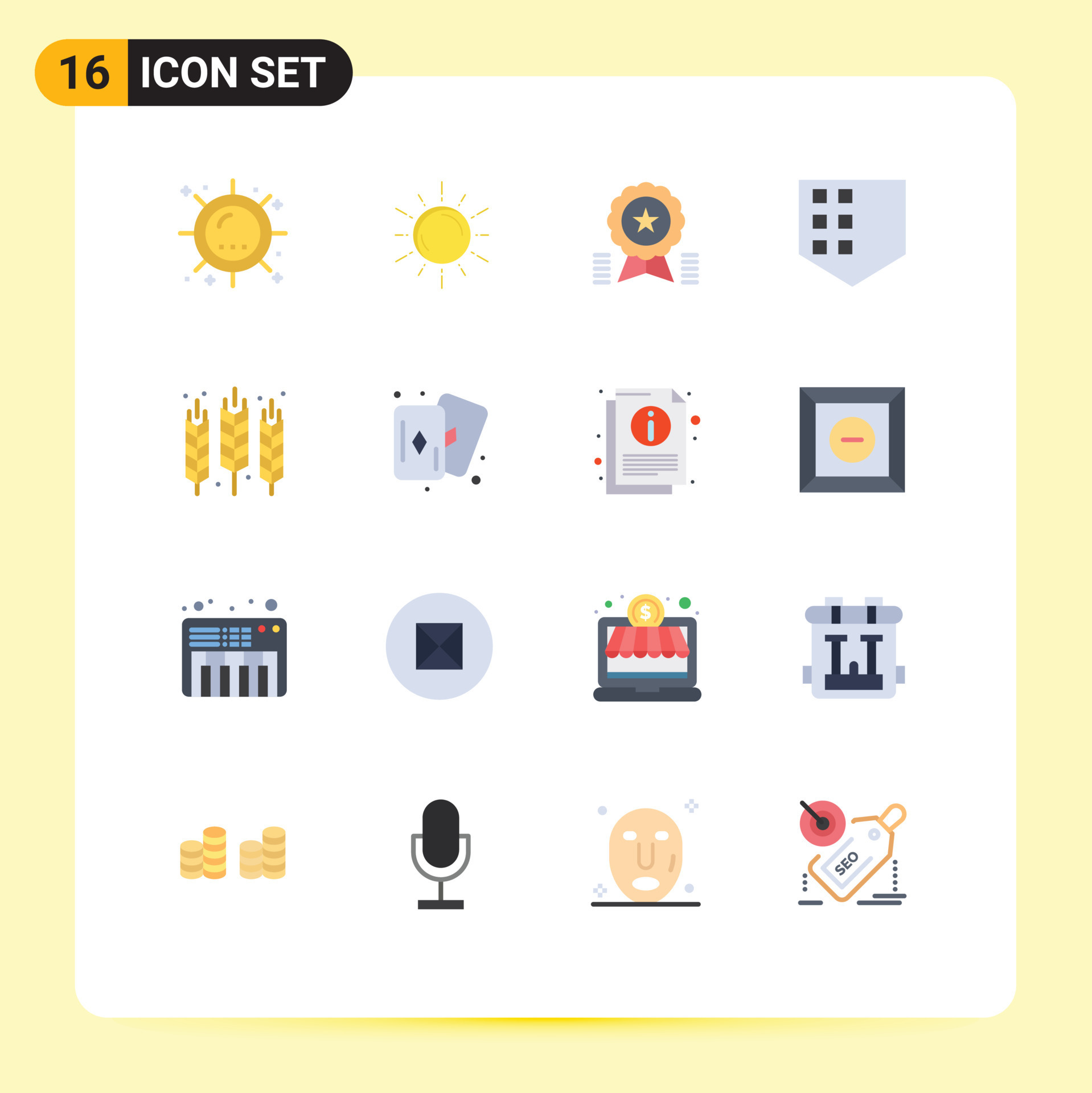 Editable Vector Line Pack Of 16 Simple Flat Colors Of Shield Protect Astronomy Ribbon Badge