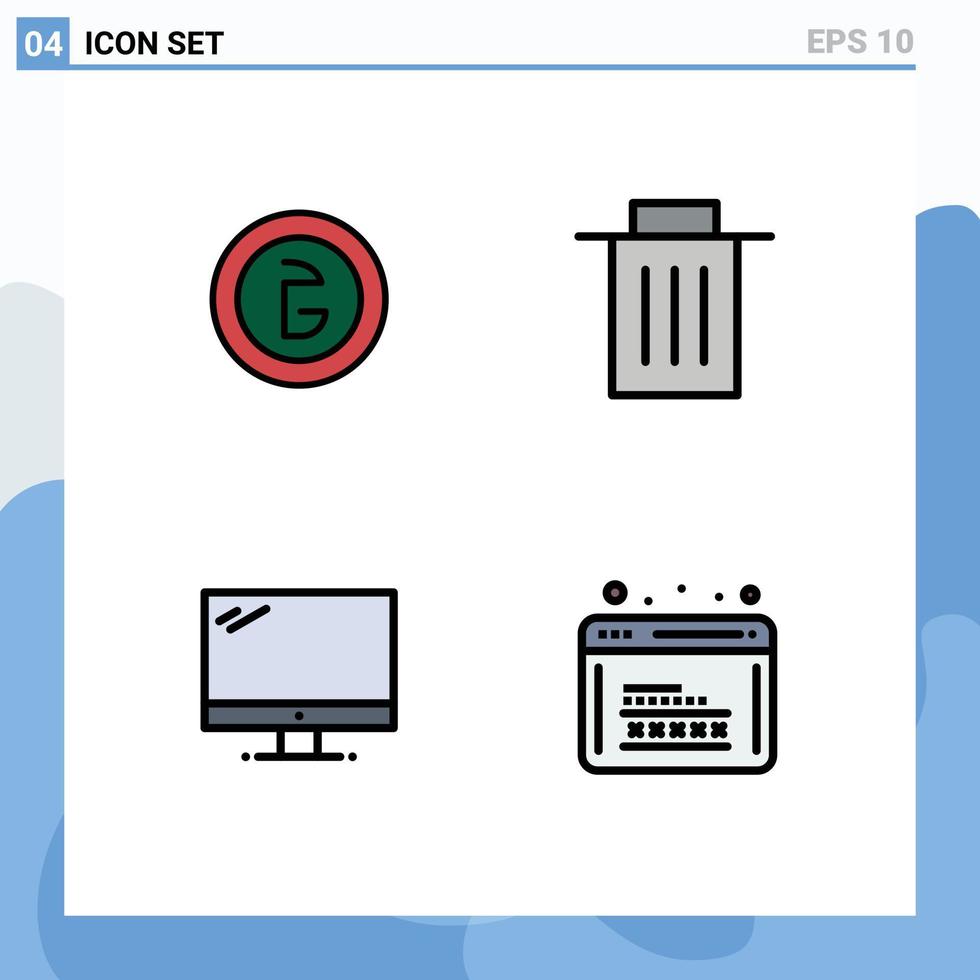 Set of 4 Modern UI Icons Symbols Signs for bangladesh computer finance ...