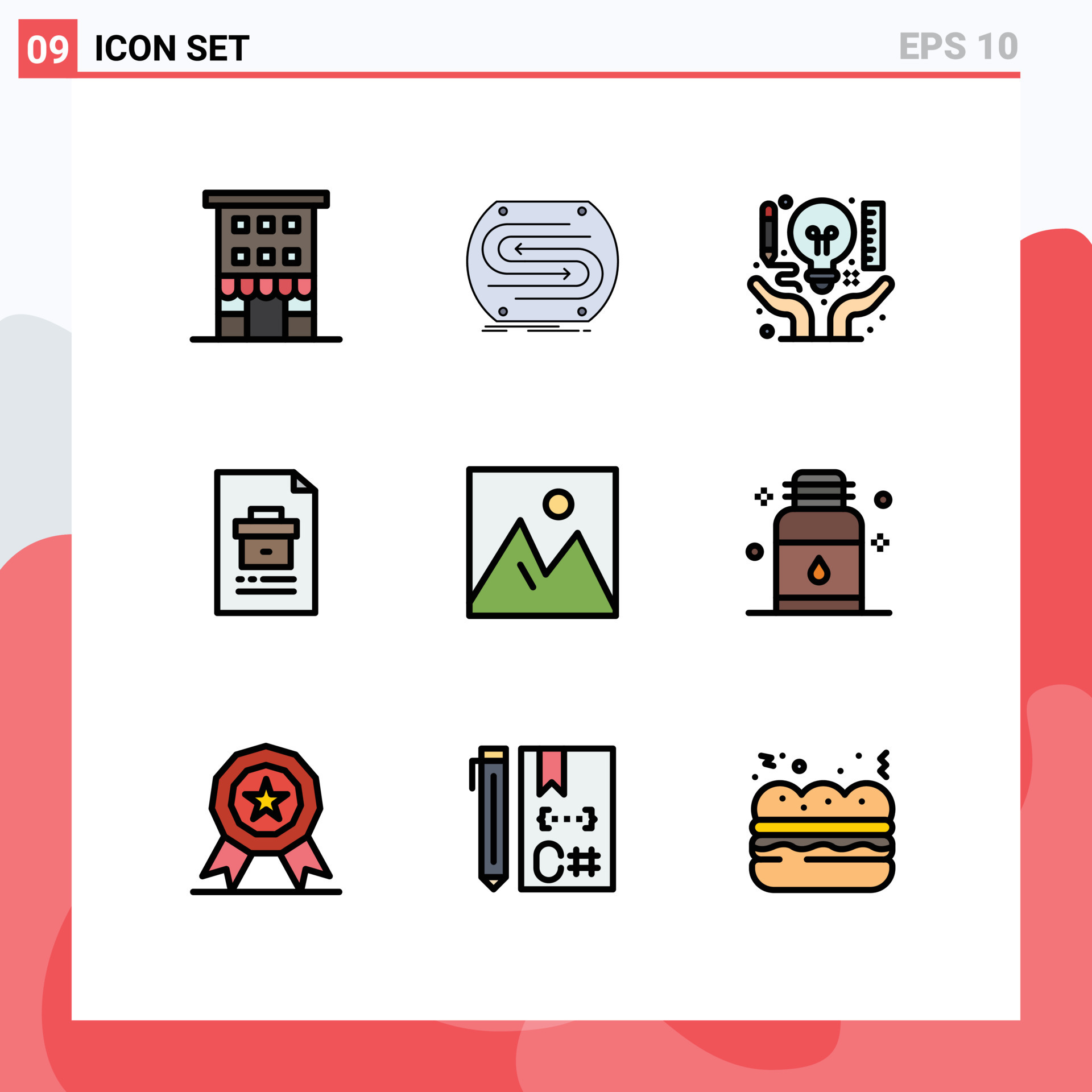 Set of 9 Modern UI Icons Symbols Signs for document business match ...