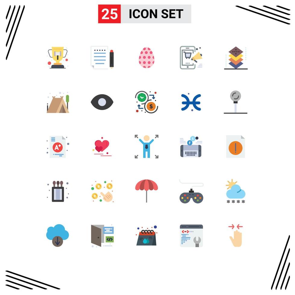 Mobile Interface Flat Color Set Of 25 Pictograms Of Coding Discount Decoration Shopping