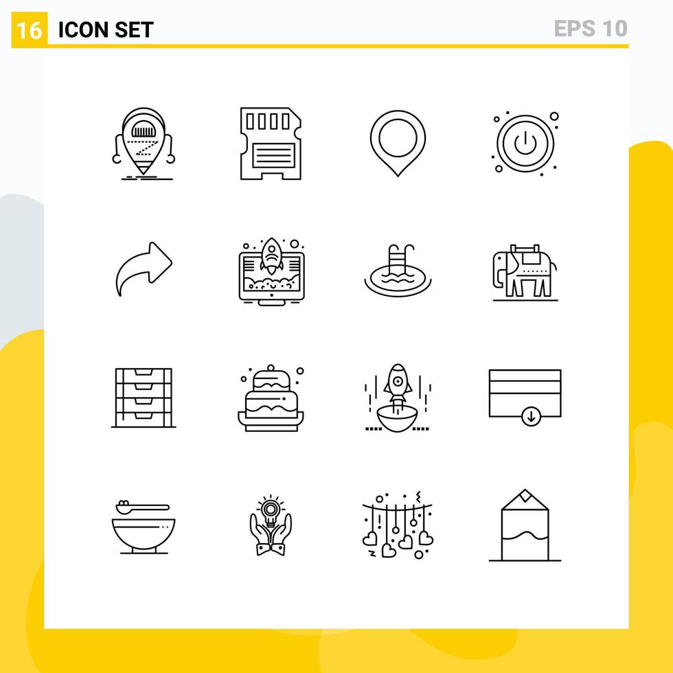 16 User Interface Outline Pack of modern Signs and Symbols of right ...