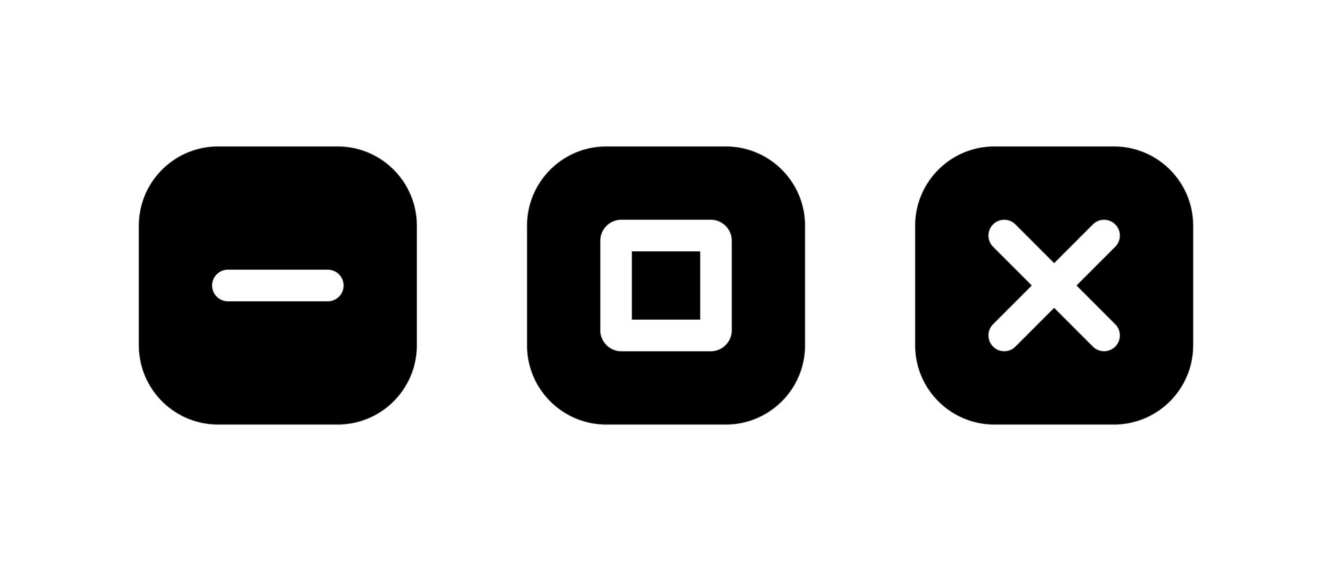 Minimize, maximize, and close icon vectors. App window button 16537465 Vector Art at Vecteezy