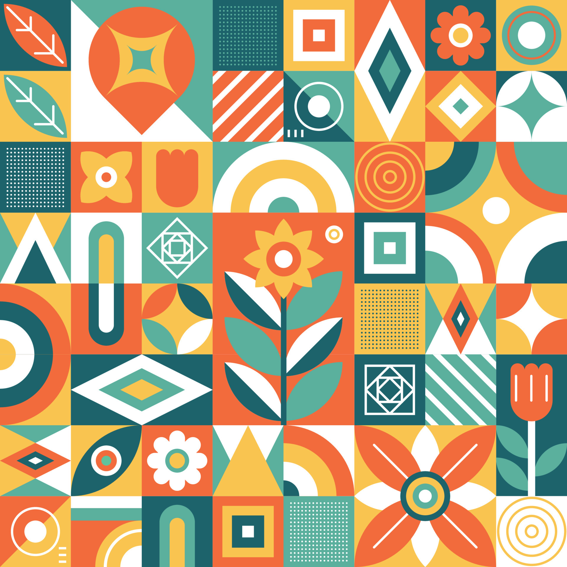 Floral and Geometric Seamless Pattern Background 16544489 Vector Art at ...