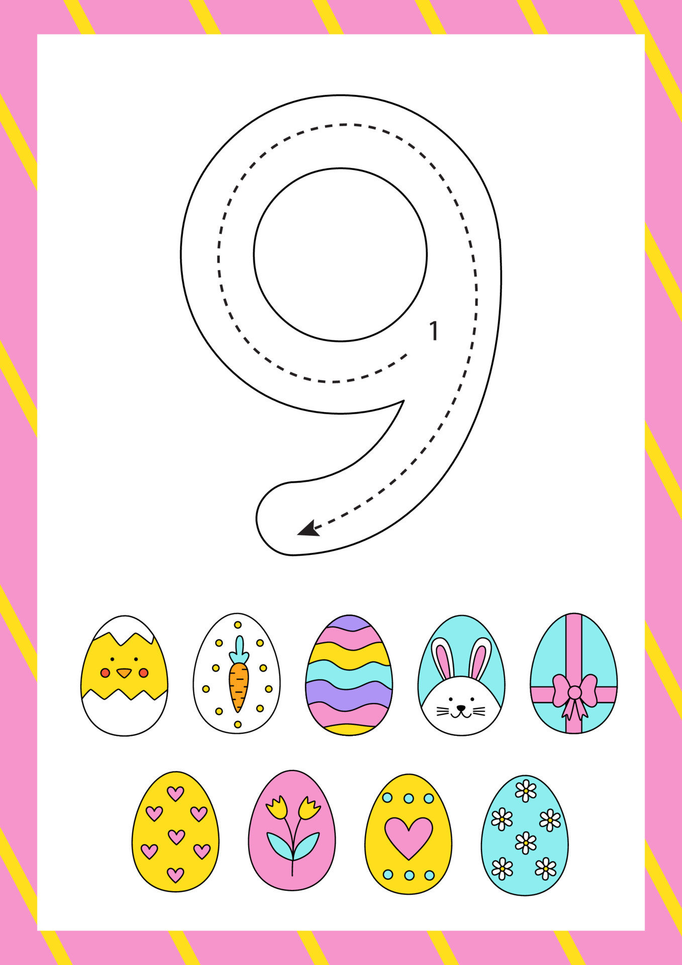 Easter flashcard how to write number nine. Worksheet for kids. 16545983 ... Easter flashcard how to write number nine. Worksheet for kids. 16545983 ...