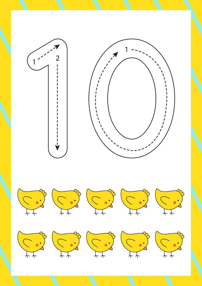 Easter flashcard how to write number ten. Worksheet for kids. 16545985 ... Easter flashcard how to write number ten. Worksheet for kids. 16545985 ...