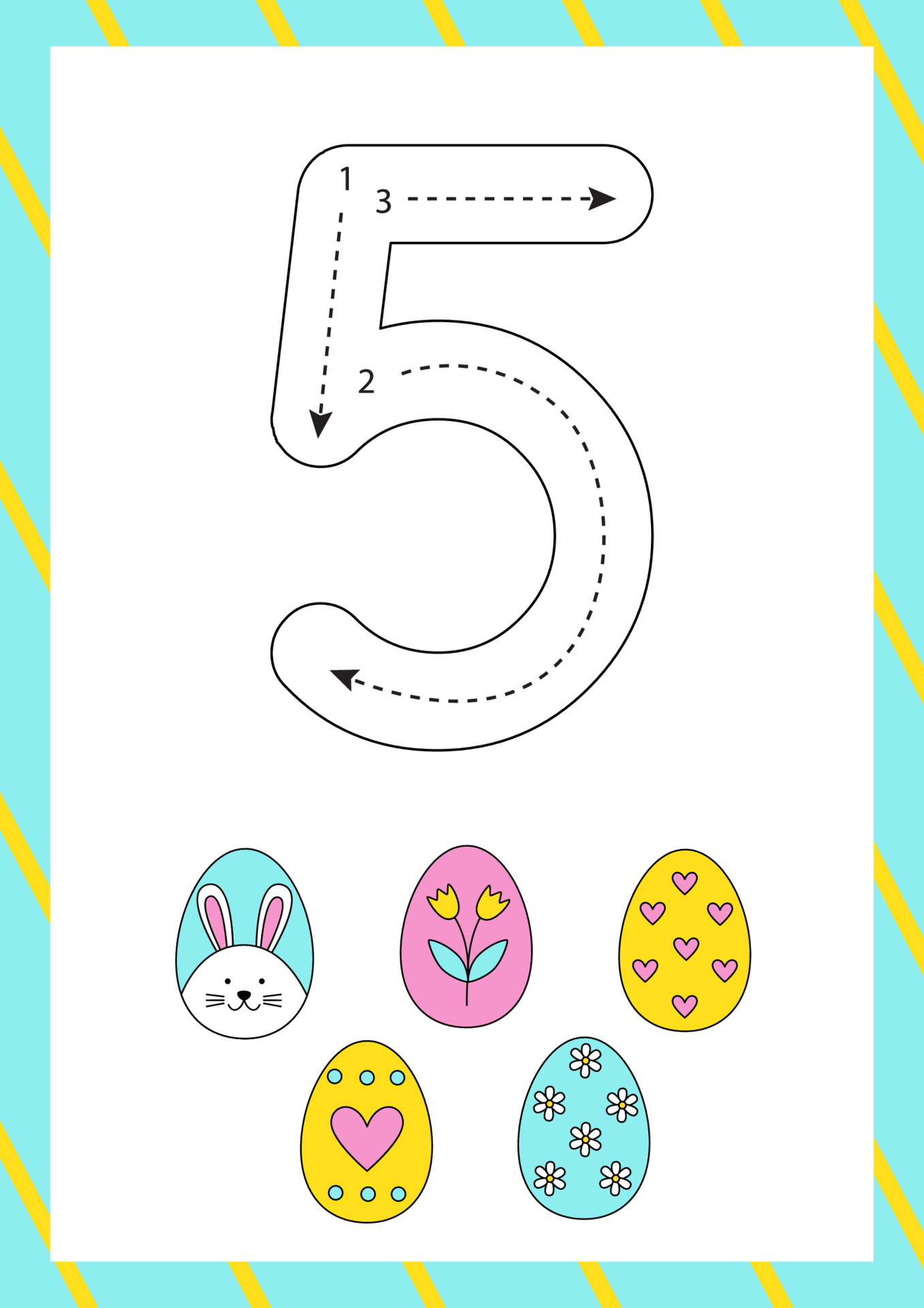 Easter flashcard how to write number five. Worksheet for kids. 16545986 ... Easter flashcard how to write number five. Worksheet for kids. 16545986 ...