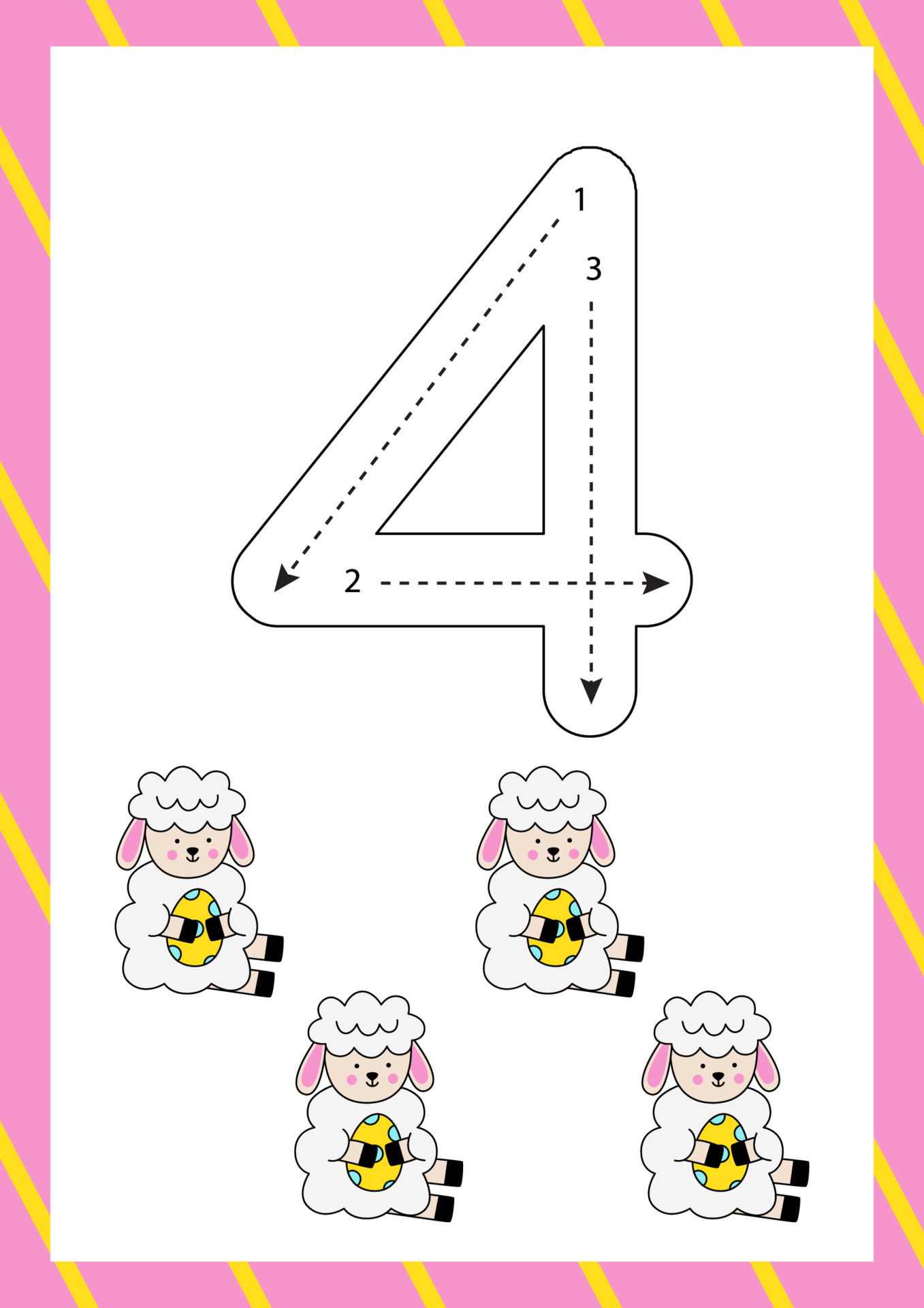 Easter flashcard how to write number four. Worksheet for kids. 16545992 ... Easter flashcard how to write number four. Worksheet for kids. 16545992 ...