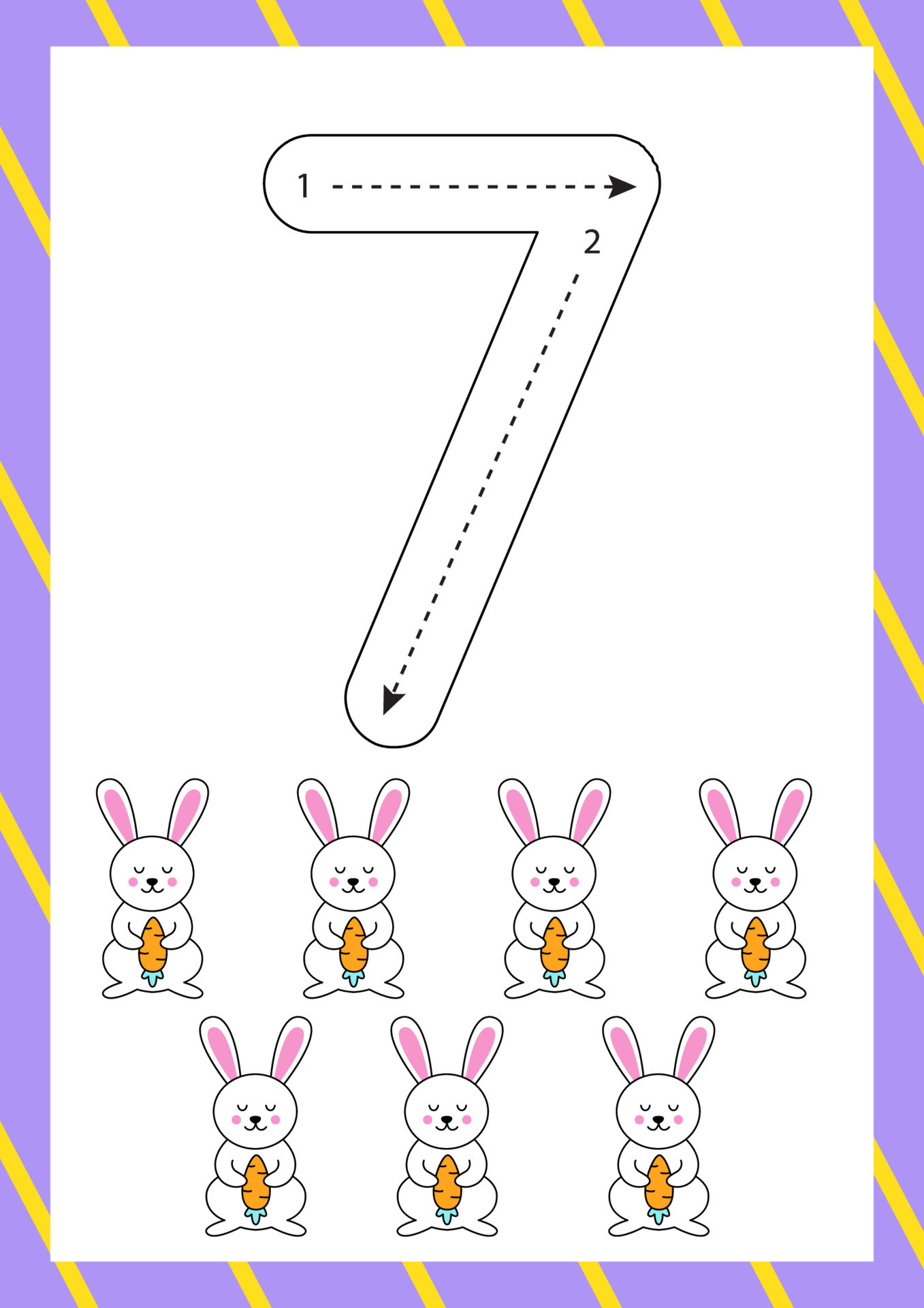 Easter flashcard how to write number seven. Worksheet for kids ... Easter flashcard how to write number seven. Worksheet for kids ...