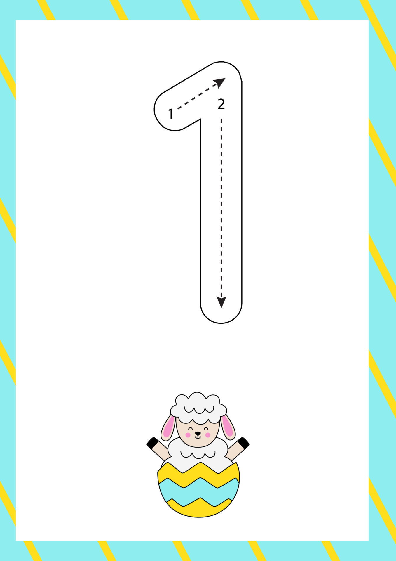 Easter flashcard how to write number one. Worksheet for kids. 16545996 ... Easter flashcard how to write number one. Worksheet for kids. 16545996 ...