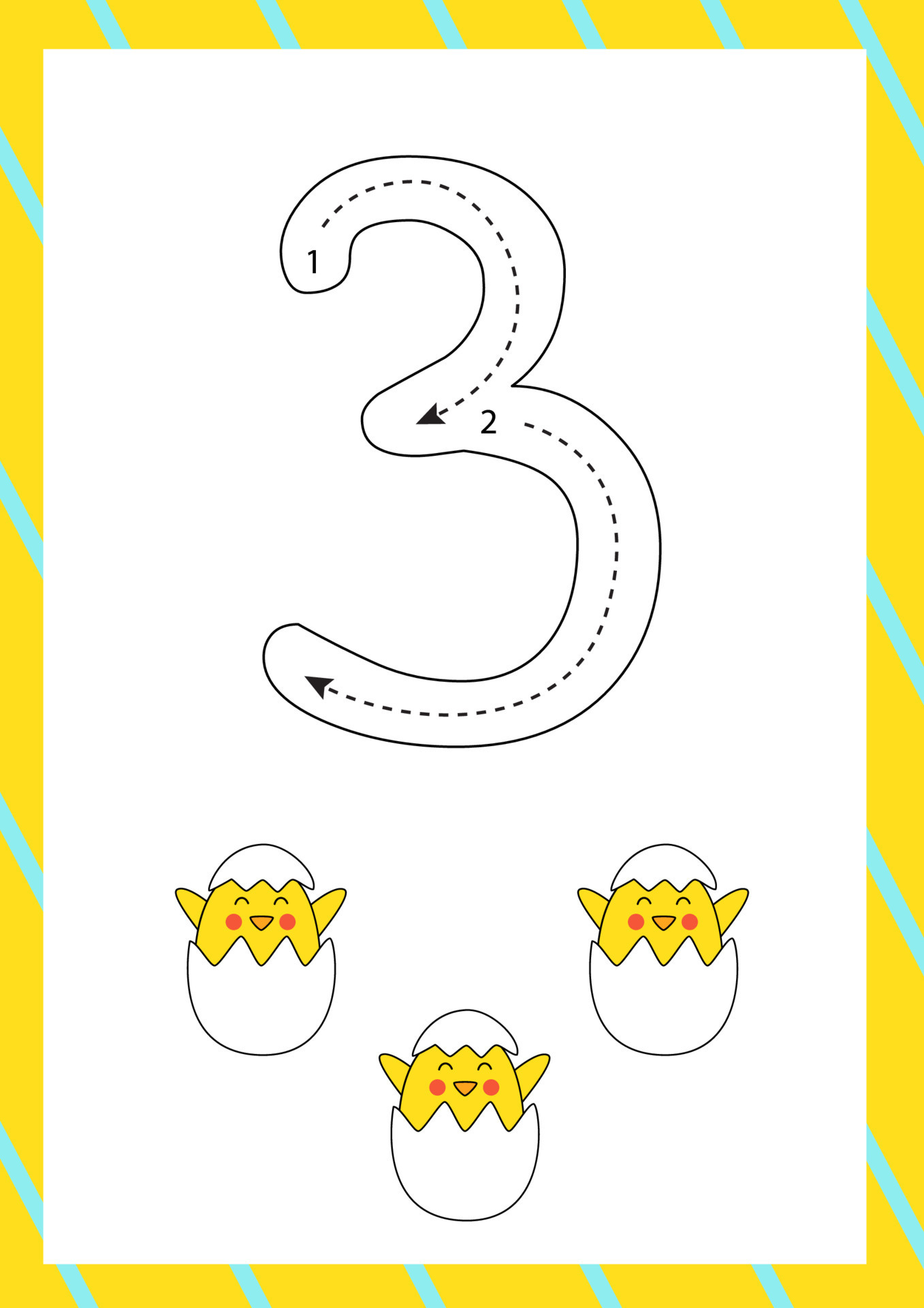 Easter flashcard how to write number three. Worksheet for kids ... Easter flashcard how to write number three. Worksheet for kids ...