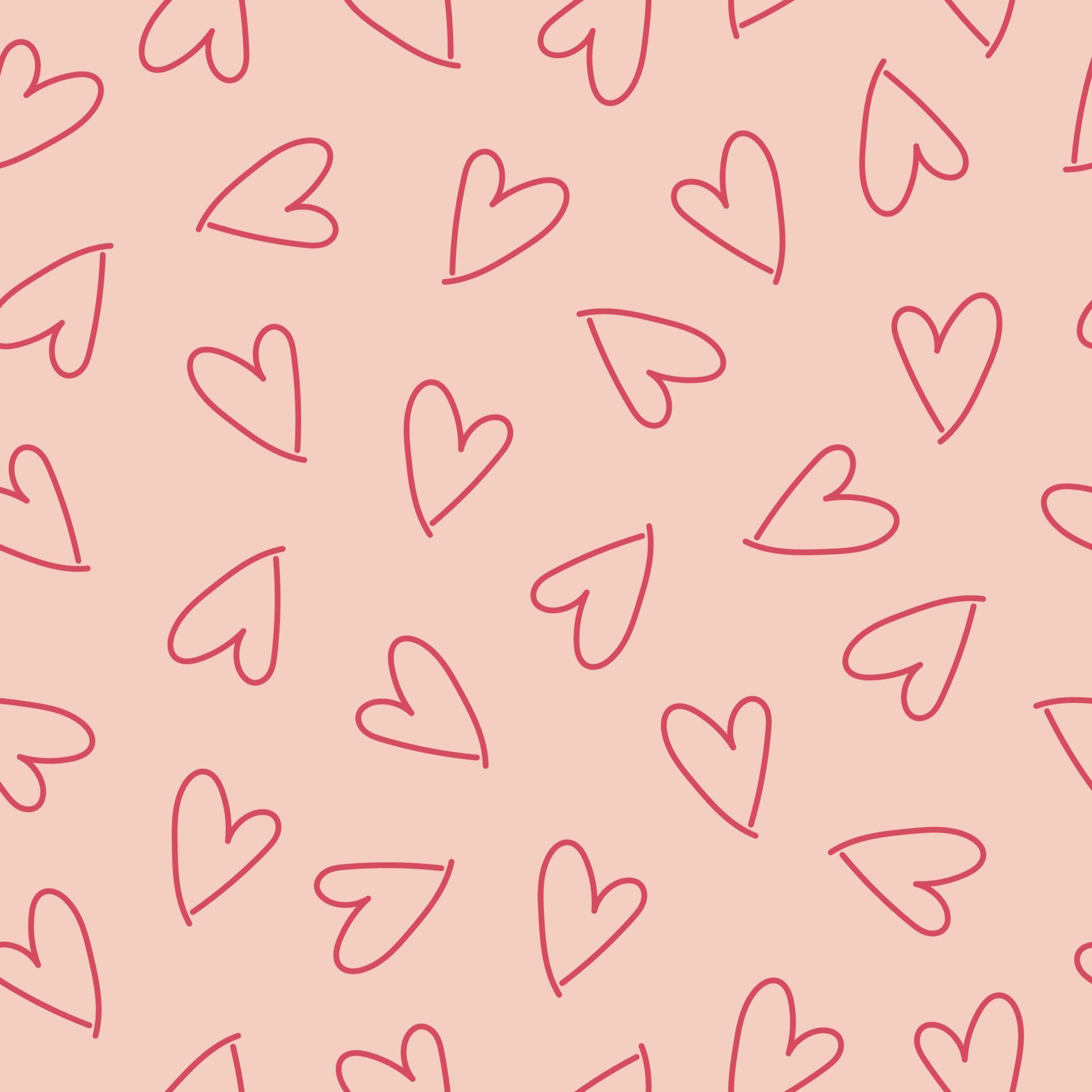 Abstract Seamless Pattern With Red Hearts On Pink Background Hand Drawn Doodle Style 16547284