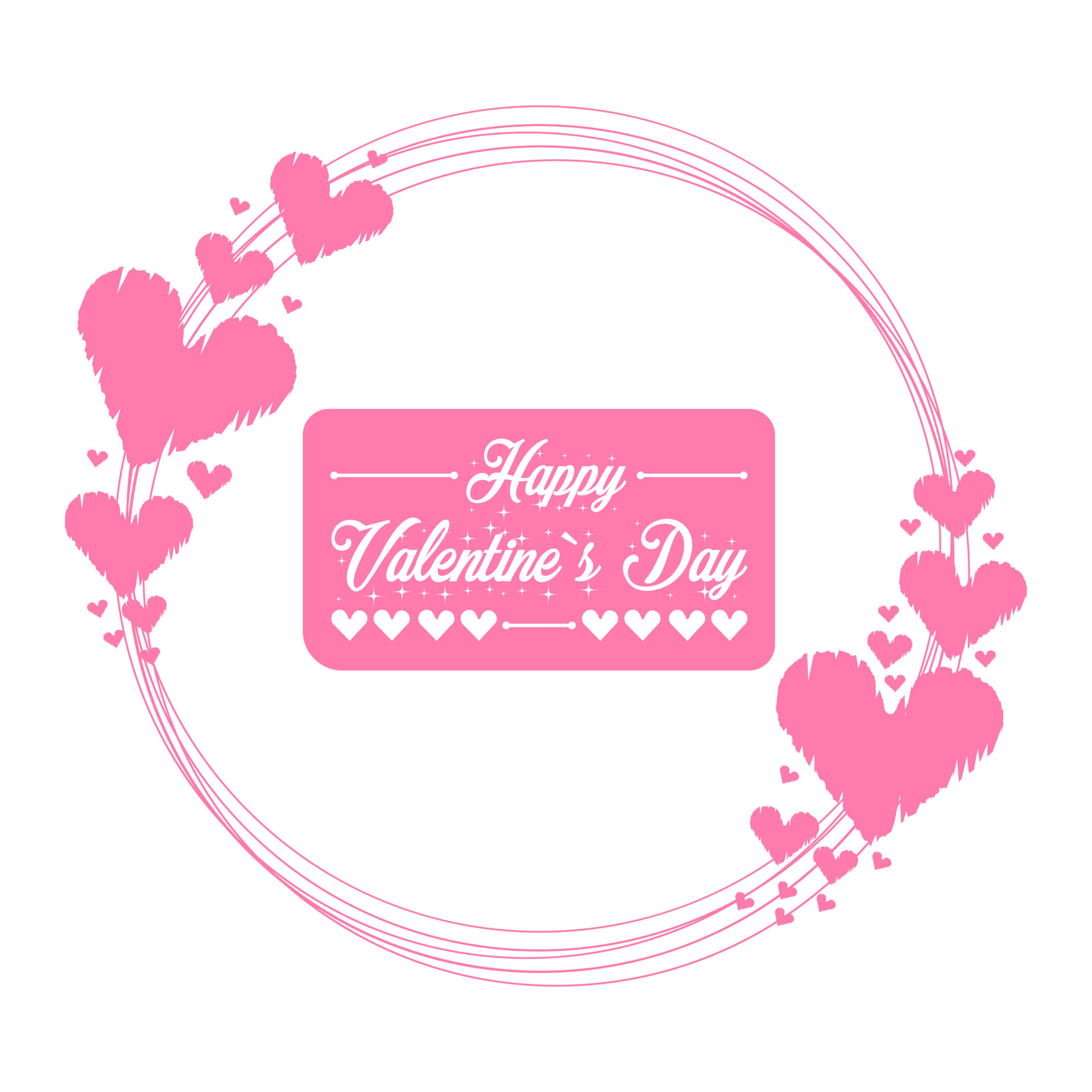 Happy valentines day frame in circle shape with pink hearts, greeting ...
