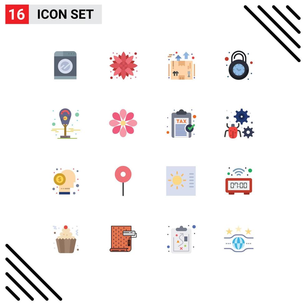 16 User Interface Flat Color Pack Of Modern Signs And Symbols Of