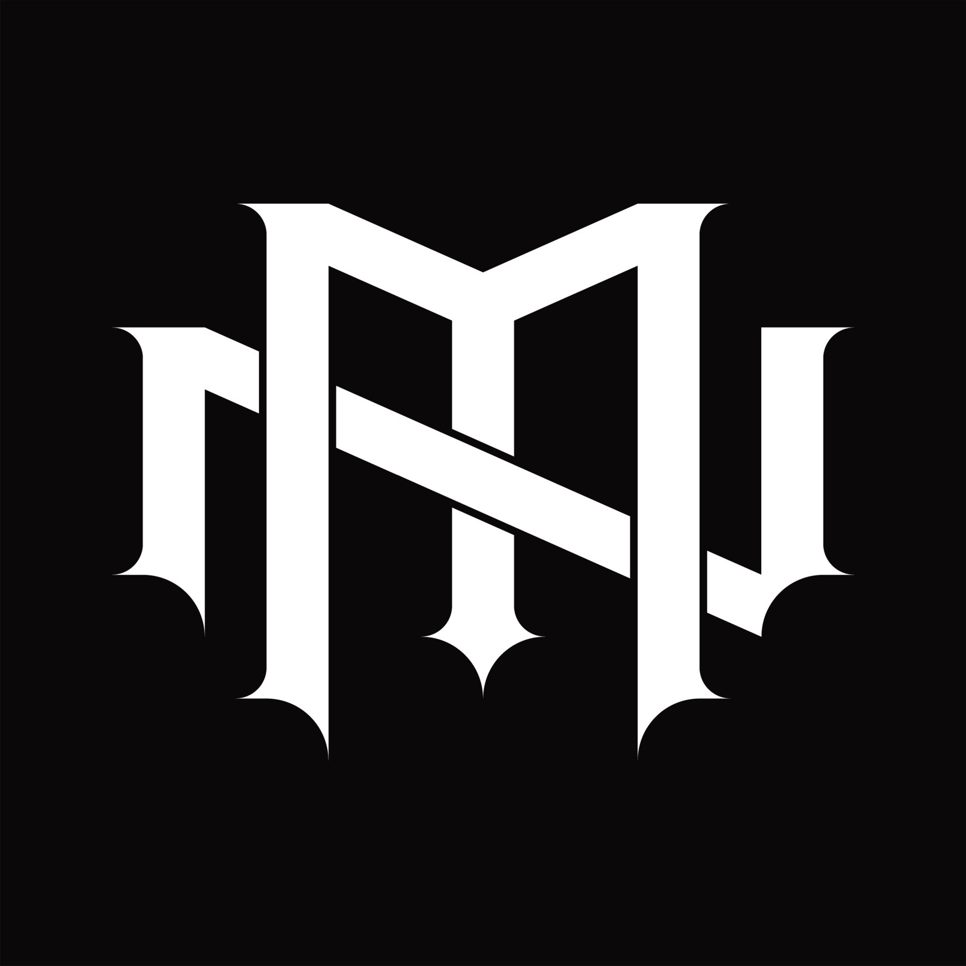 Nm Logo Monogram With Vintage Overlapping Linked Style Design Template