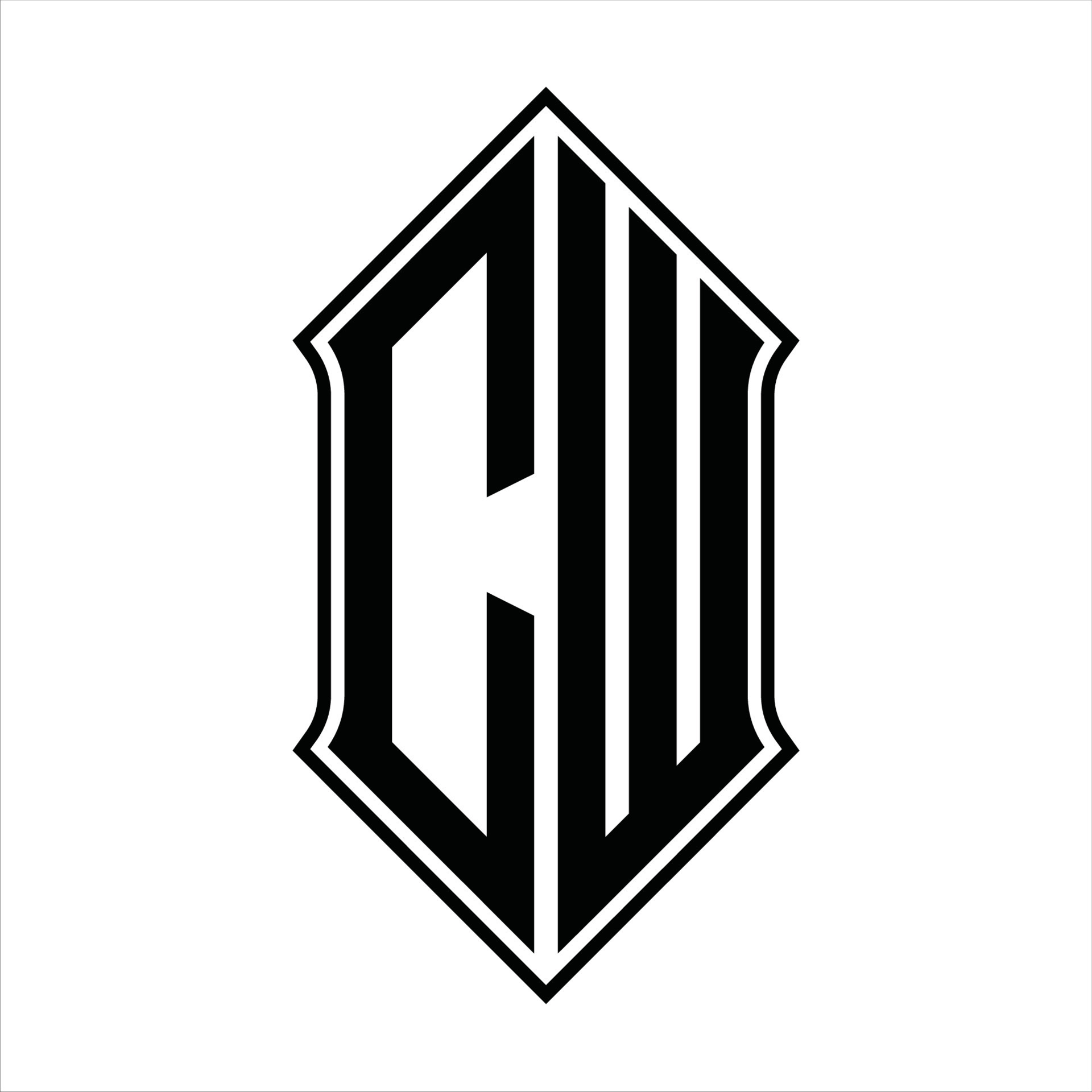Cw Logo Monogram With Shieldshape And Outline Design Template Vector Icon Abstract 16569540