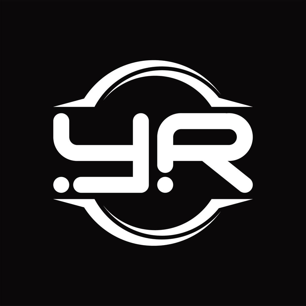 YR Logo monogram with circle rounded slice shape design template ...