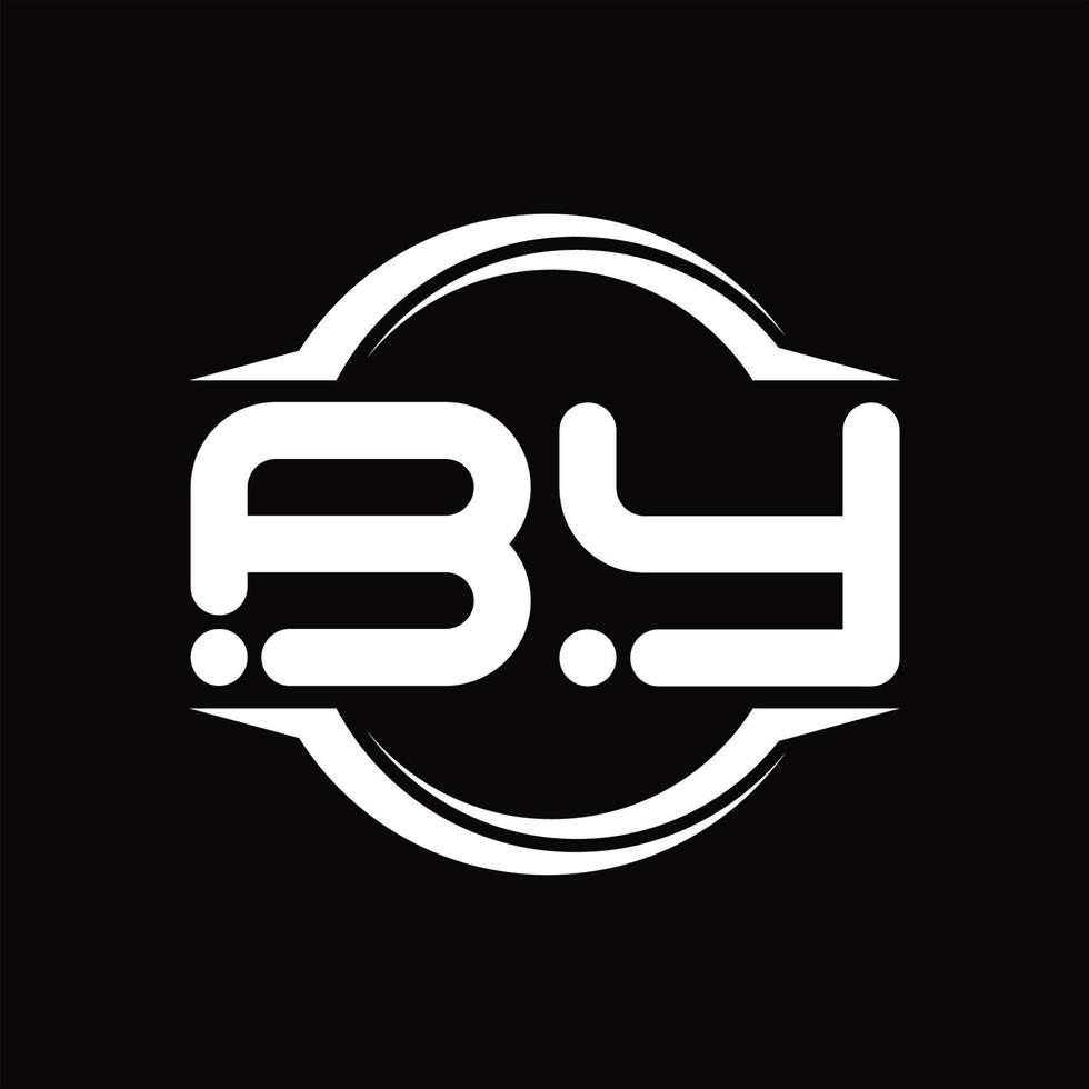 BY Logo monogram with circle rounded slice shape design template ...