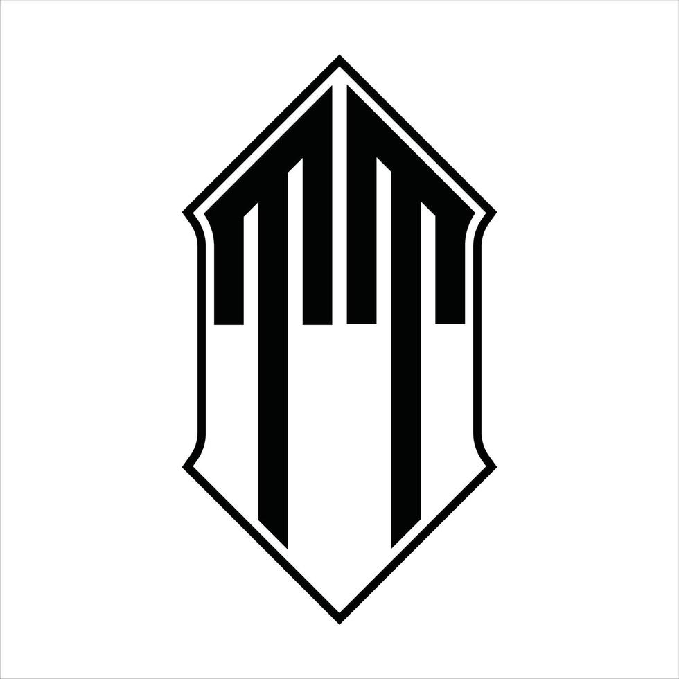 Logo monogram with shieldshape and outline design template vector icon ...