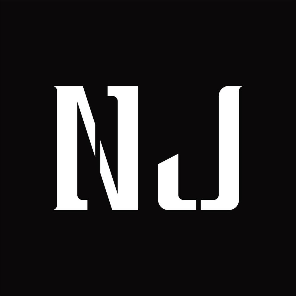 Nj Logo Monogram With Middle Slice Design Template 16572554 Vector Art At Vecteezy