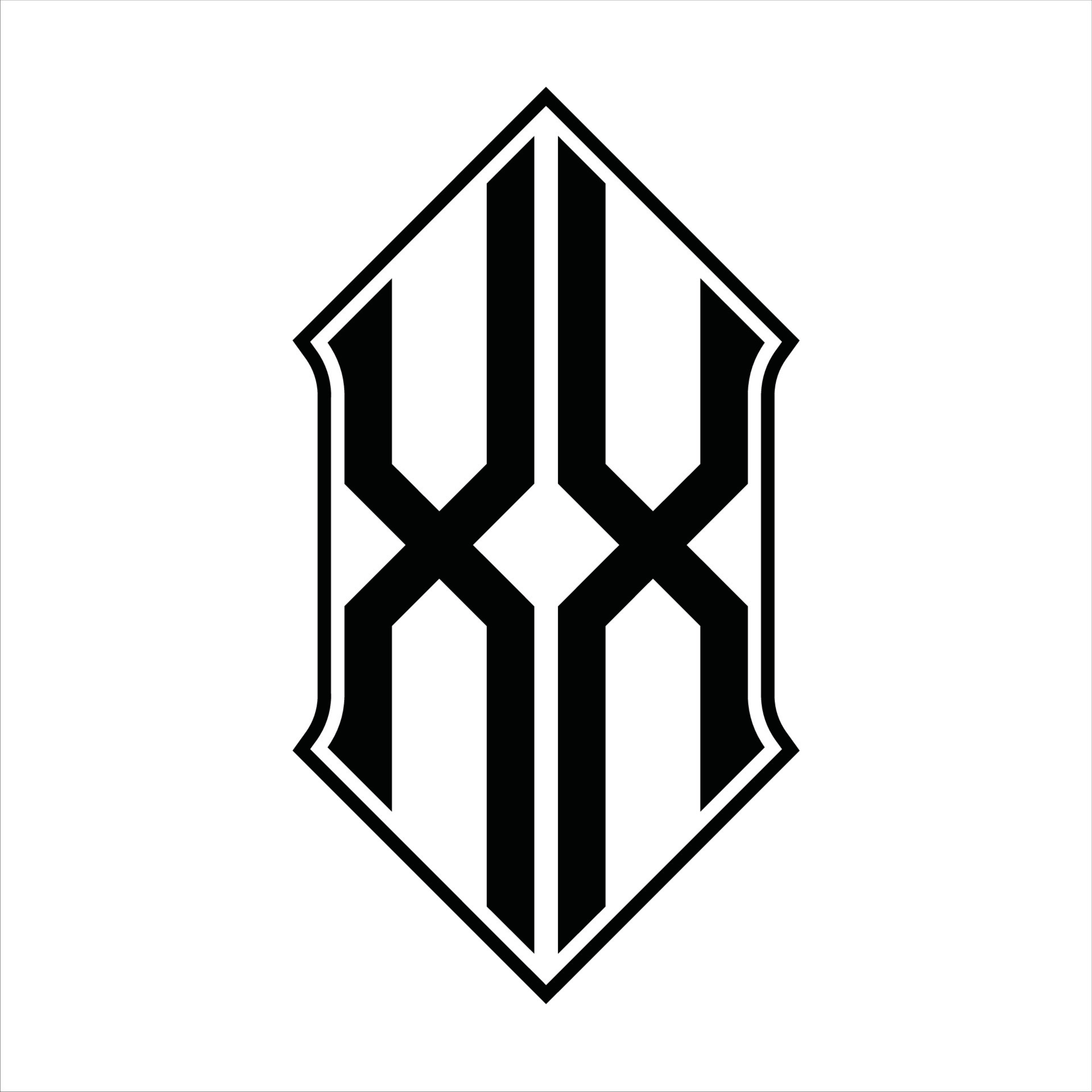 Monograma del logotipo xx con forma de escudo y plantilla de diseño de esquema icono vectorial ...