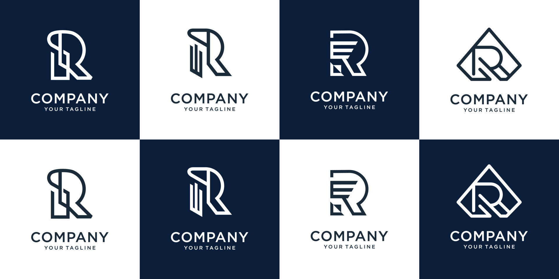 Collection initial R logo icon set design for business of consulting ...