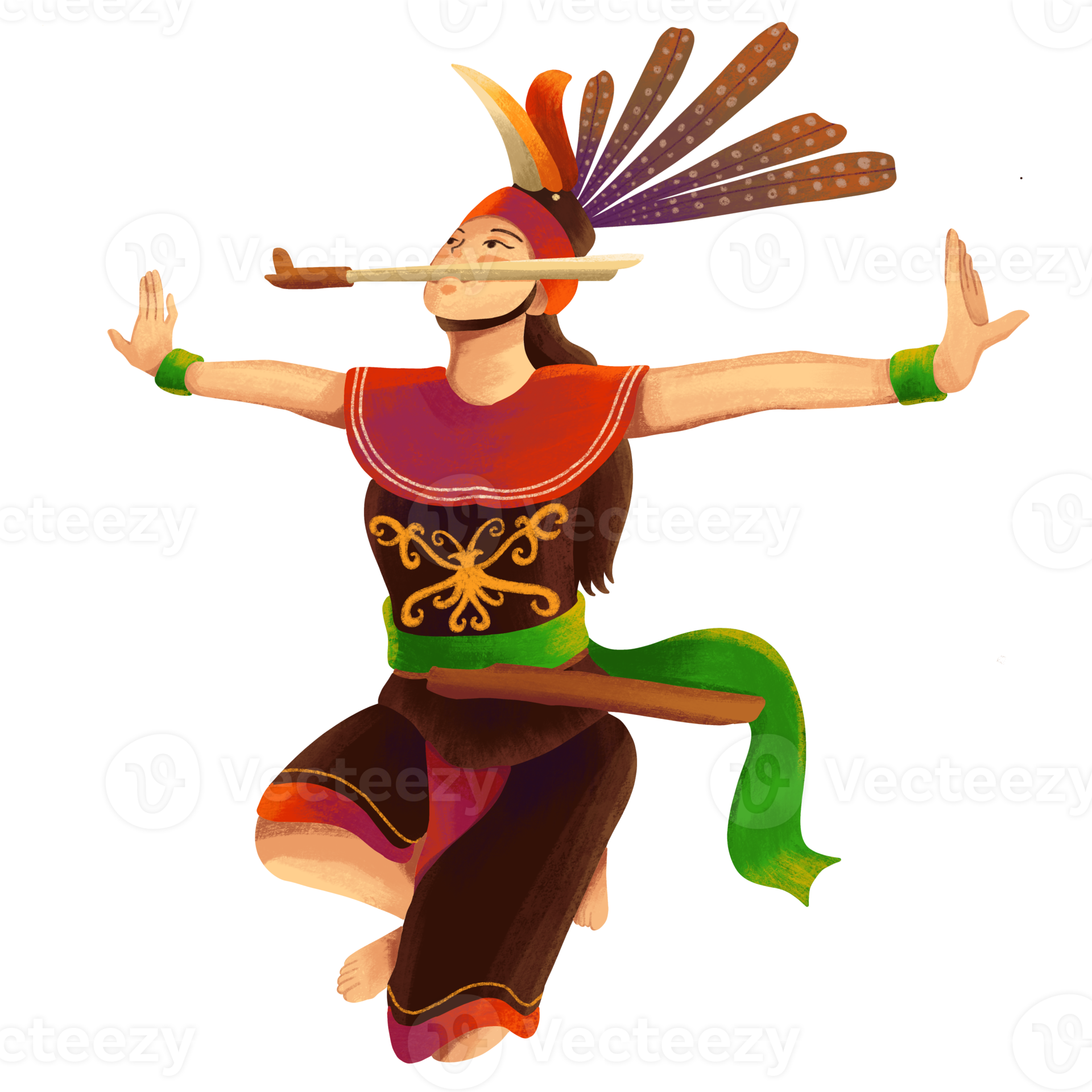 Ethnic Dance Of The Dayak Tribe Of Kalimantan Island 16582666 Png
