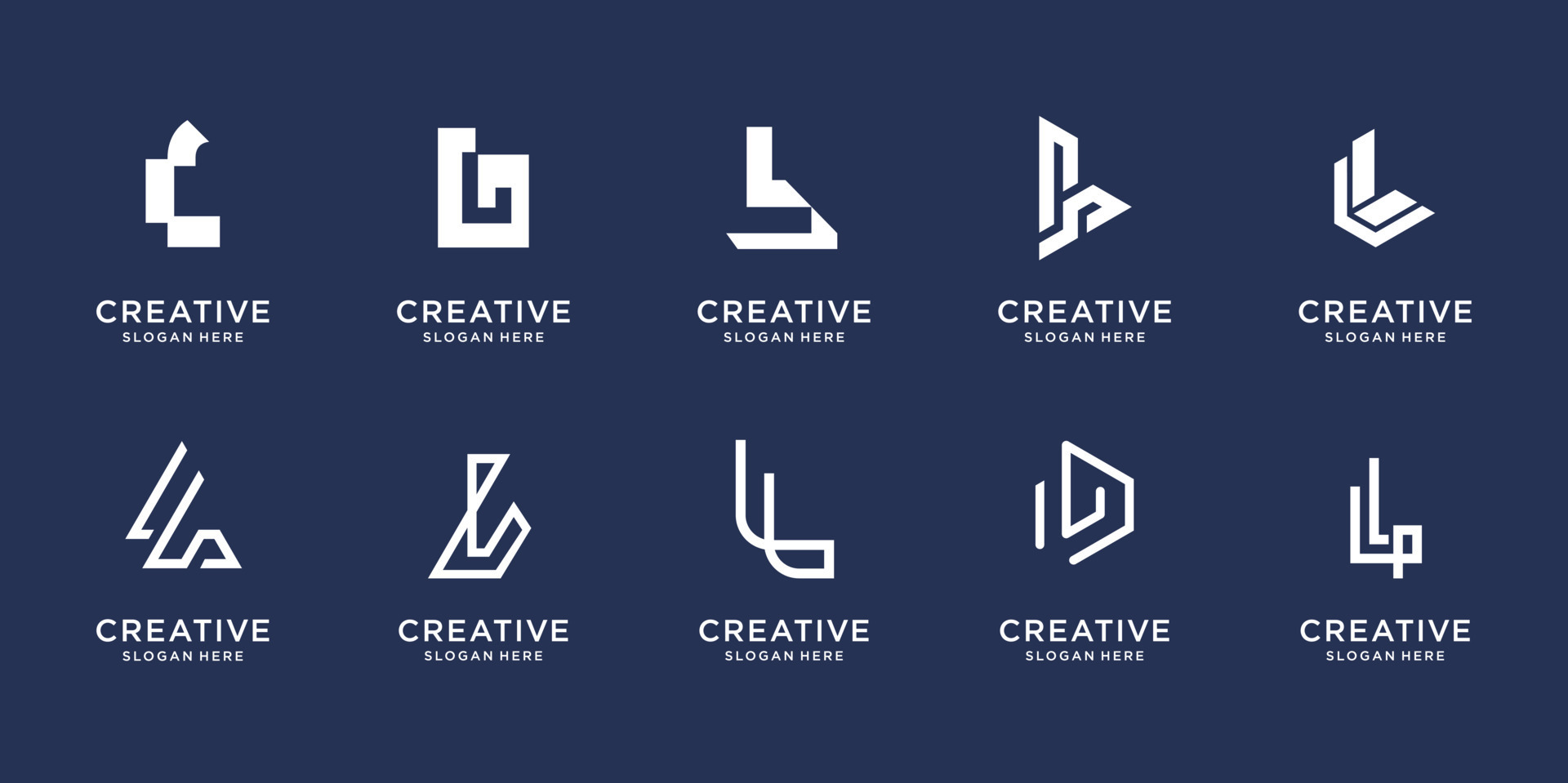 Set of abstract initial letter L logo design template. icons for business of luxury, elegant ...